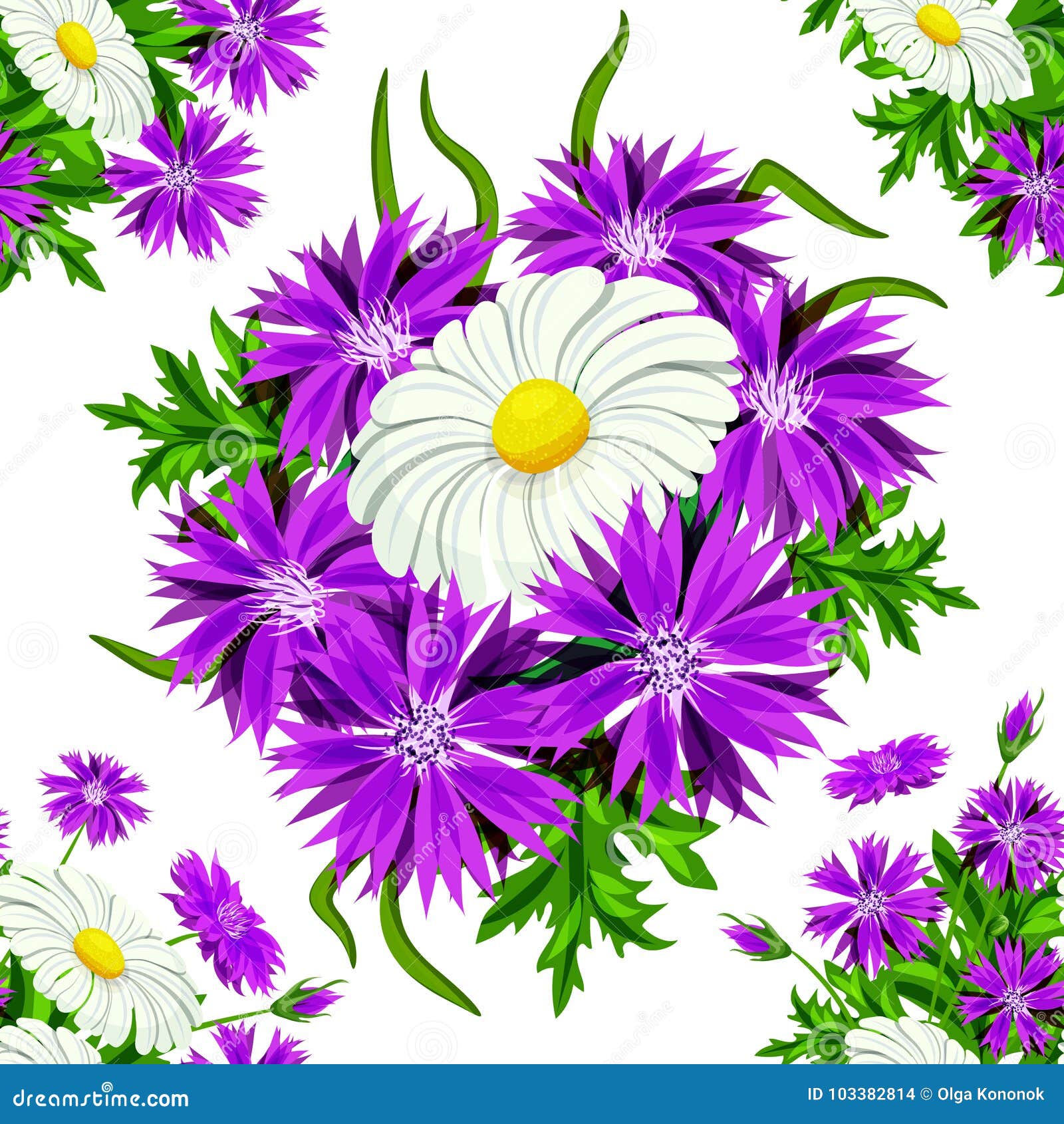 Vector seamless flower stock vector. Illustration of border - 103382814