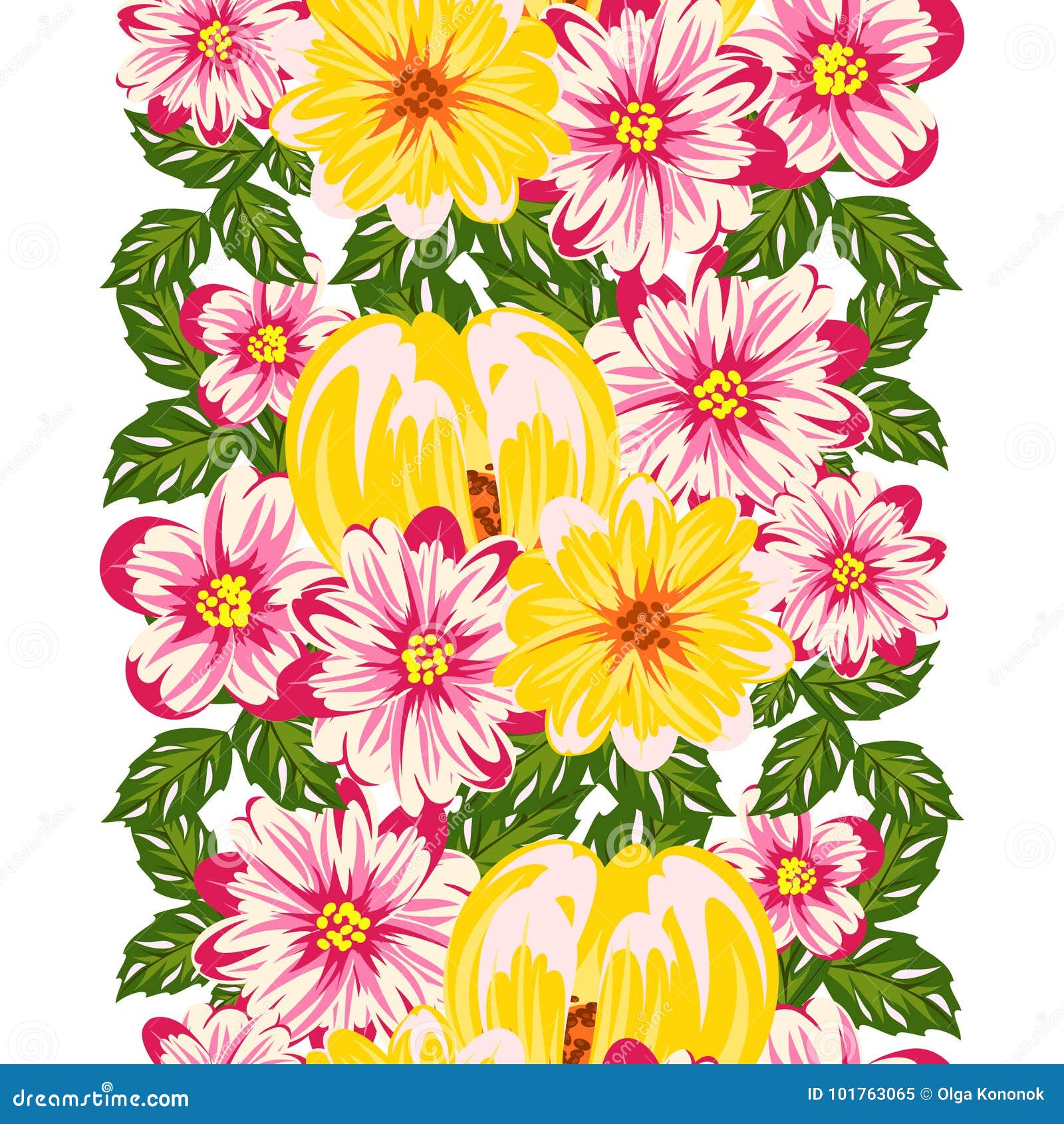 Vector Seamless Flower Pattern Stock Vector - Illustration of ...