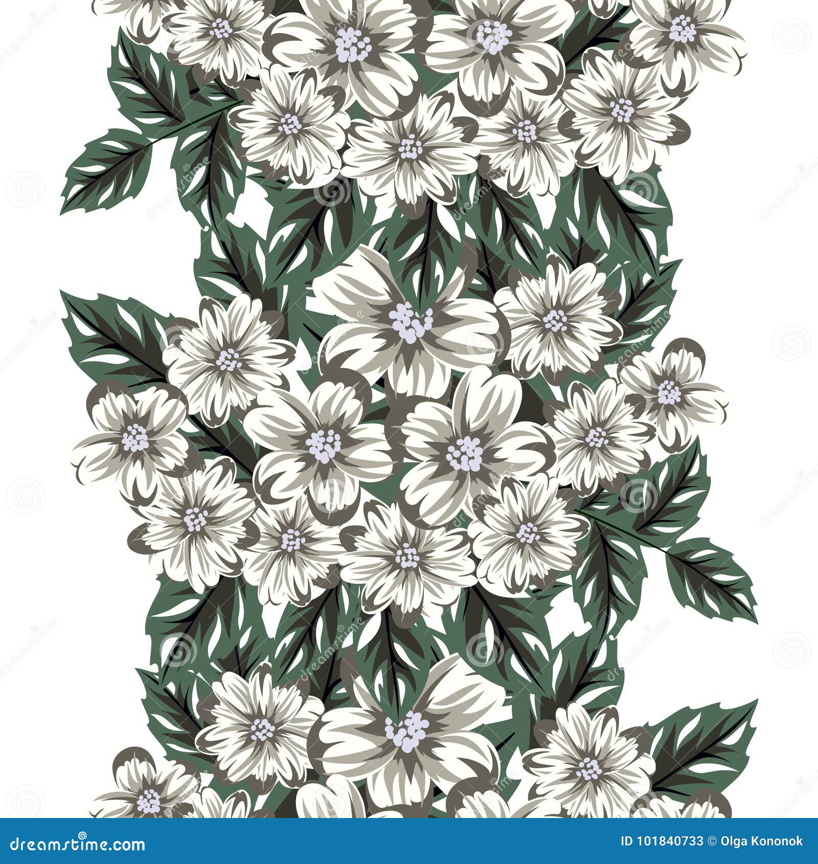 Vector Seamless Flower Pattern Stock Vector - Illustration of flower ...