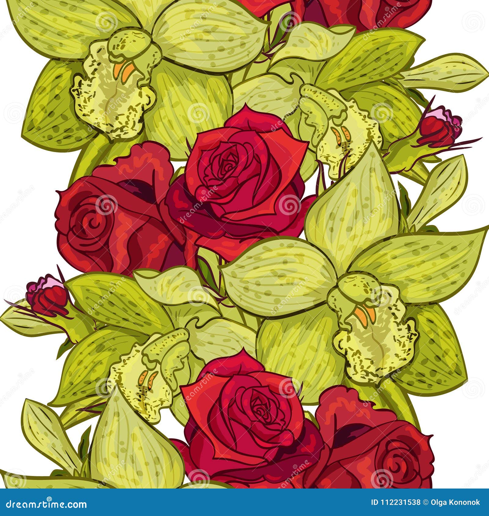 Vector seamless flower stock vector. Illustration of fabric - 112231538