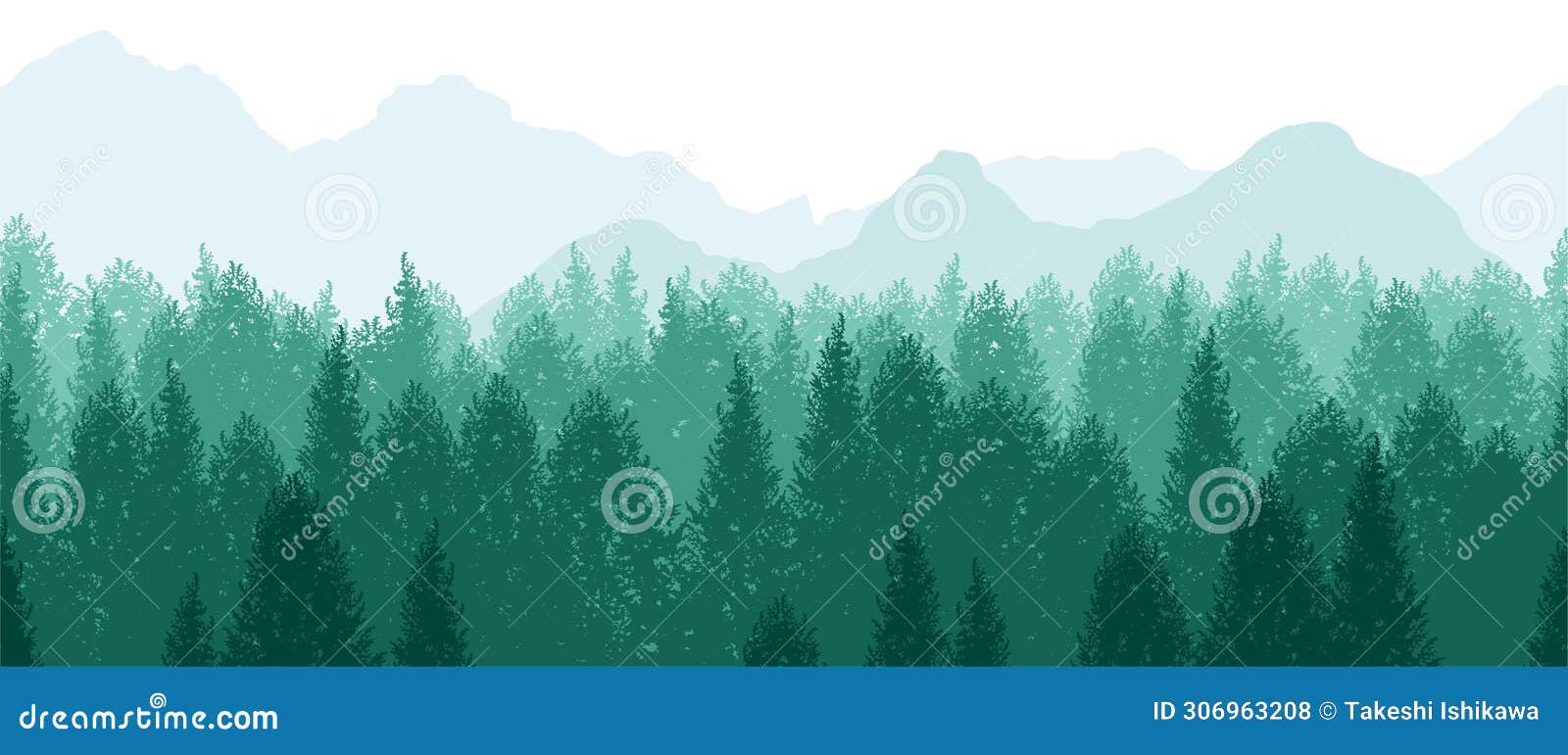 Vector Seamless Forest Background Illustration with Mountains in the ...