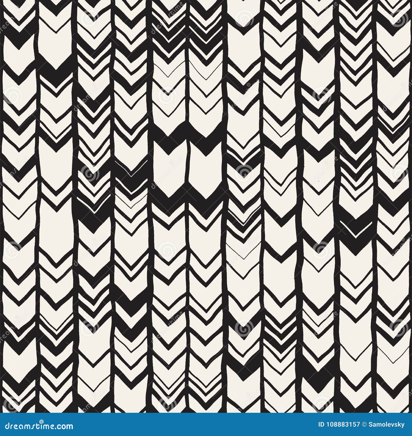 Vector Seamless Freehand Pattern. Doodle Monochrome Print Hand Drawn ...