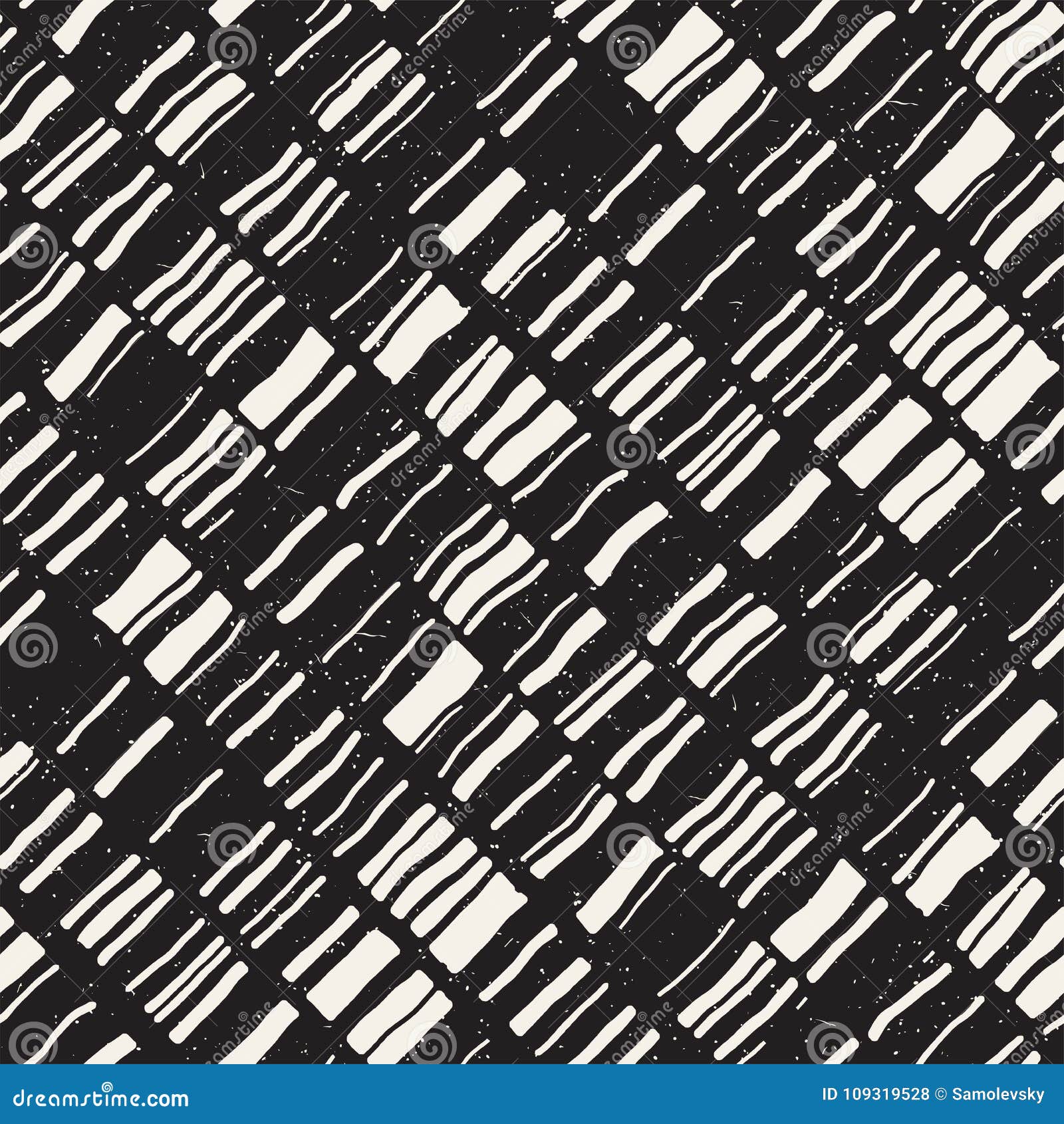 Vector Seamless Freehand Pattern. Doodle Monochrome Print Hand Drawn ...