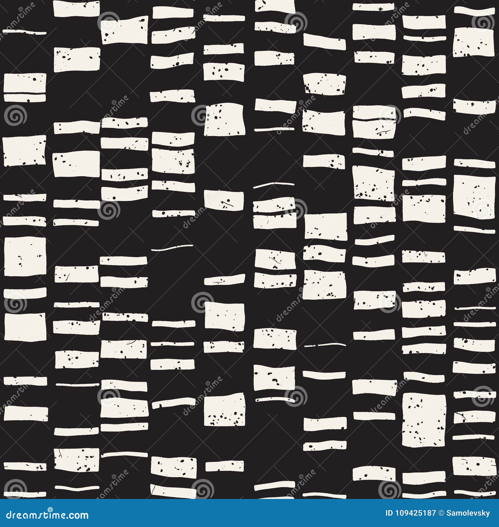 Vector Seamless Freehand Pattern. Doodle Monochrome Print Hand Drawn ...