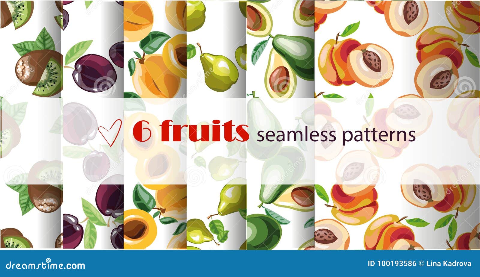 Vector Seamless Fruit Pattern Set. Repeating Fruit Pattern. Package ...