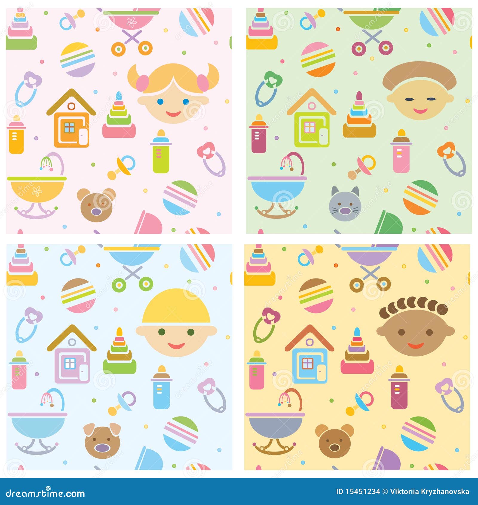 Vector Seamless, Fun Baby Patterns , Babies Differ Stock Vector ...