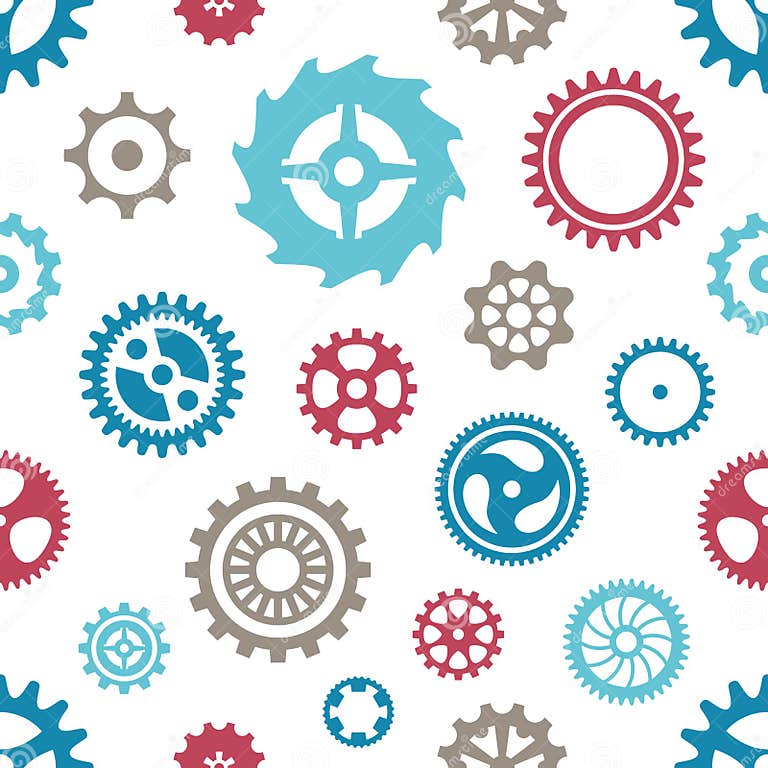 Vector Seamless Gear Wheels Pattern on White Stock Vector ...