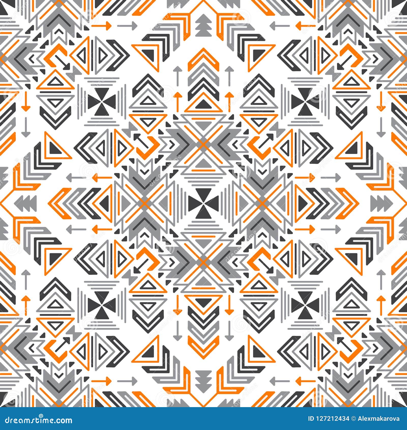 Vector Seamless Geometric Tribal Ethnic Pattern Stock Illustration ...