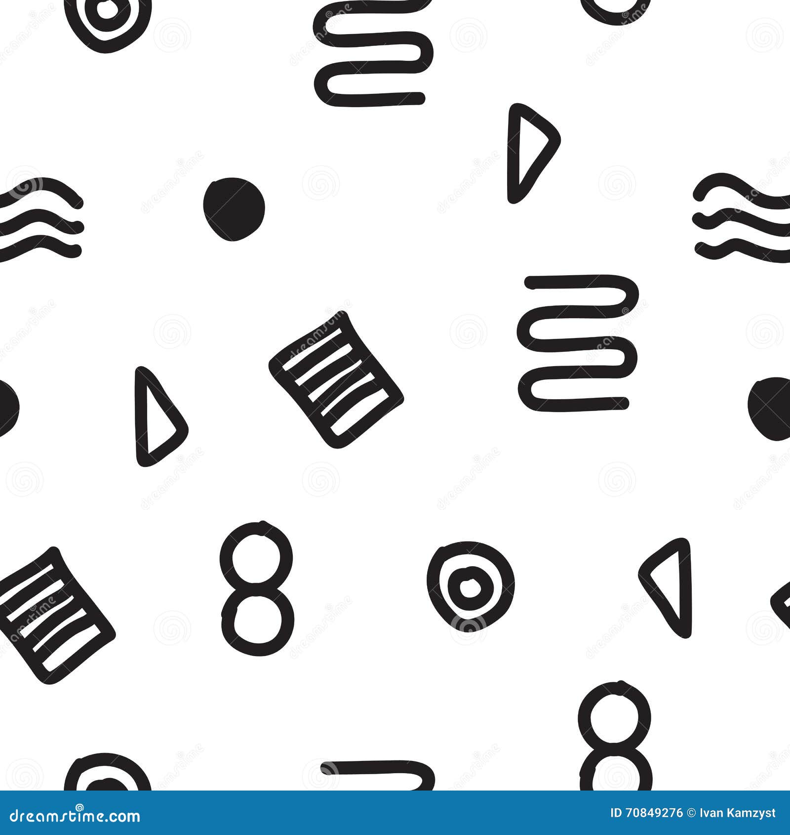 Vector Seamless Geometric Doodle Pattern Stock Vector - Illustration of ...