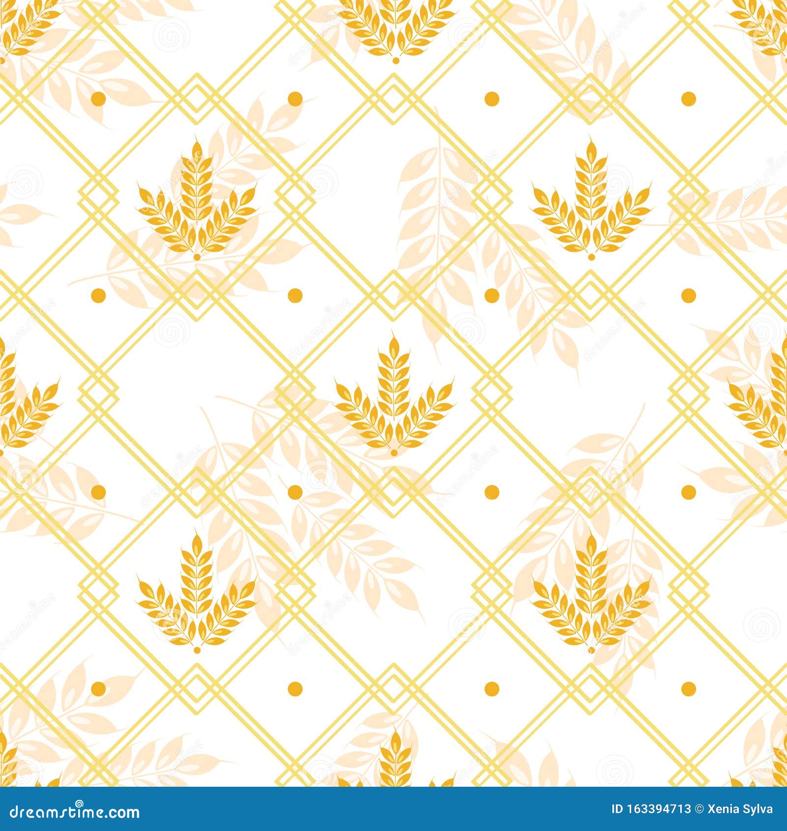 Vector Seamless Geometric Pattern with Ears of Wheat. Stock Vector ...