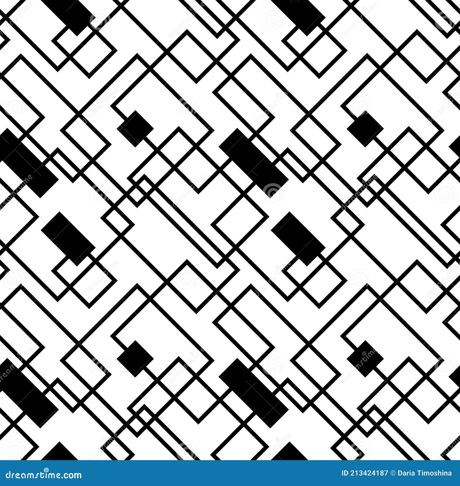 Vector Seamless Geometric Pattern with Lines, Squares and Rectangles ...