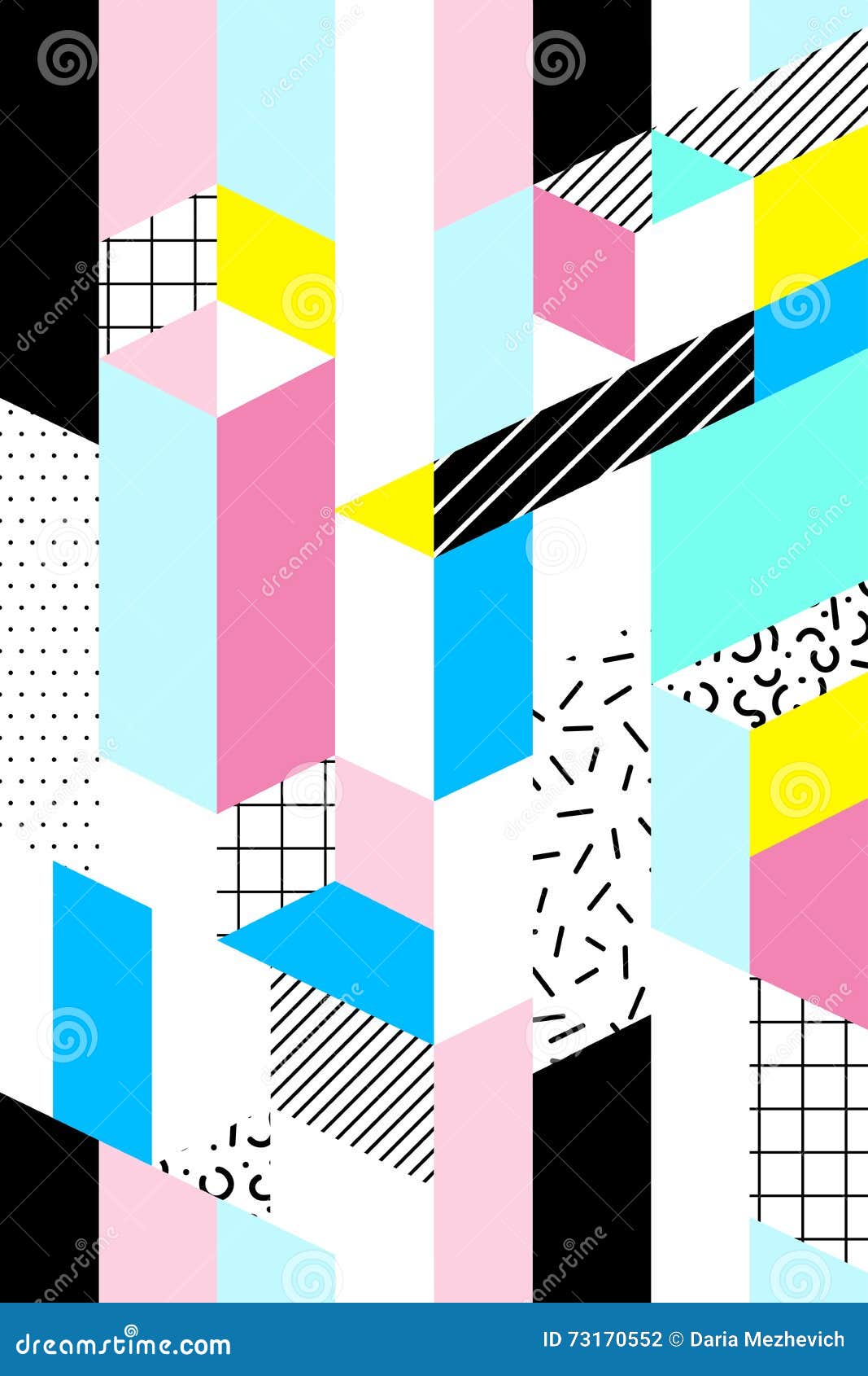 Vector Seamless Geometric Pattern. Memphis Style. Abstract 80s Stock ...