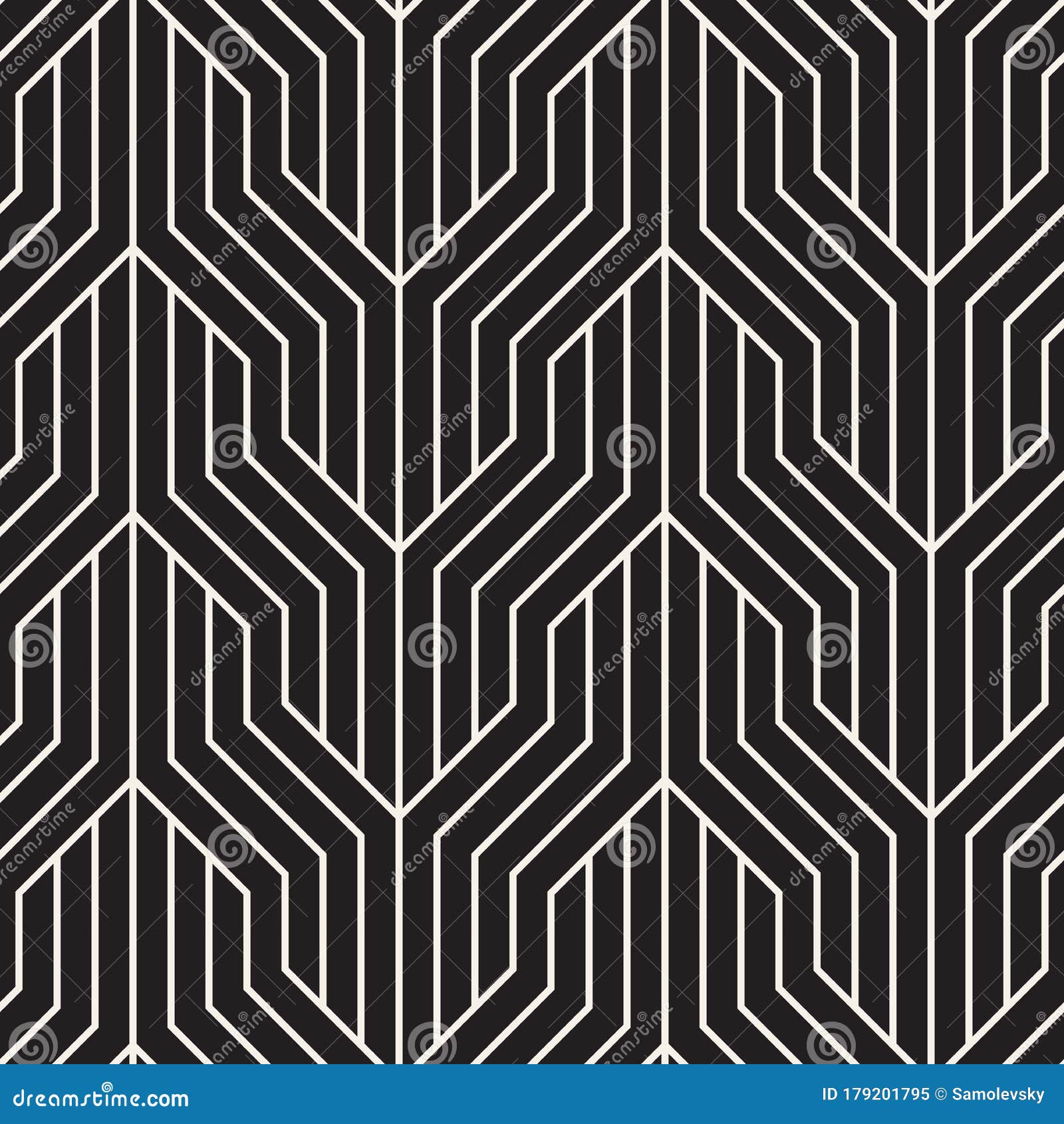 Vector Seamless Geometric Pattern Modern Interlaced Lines Abstract