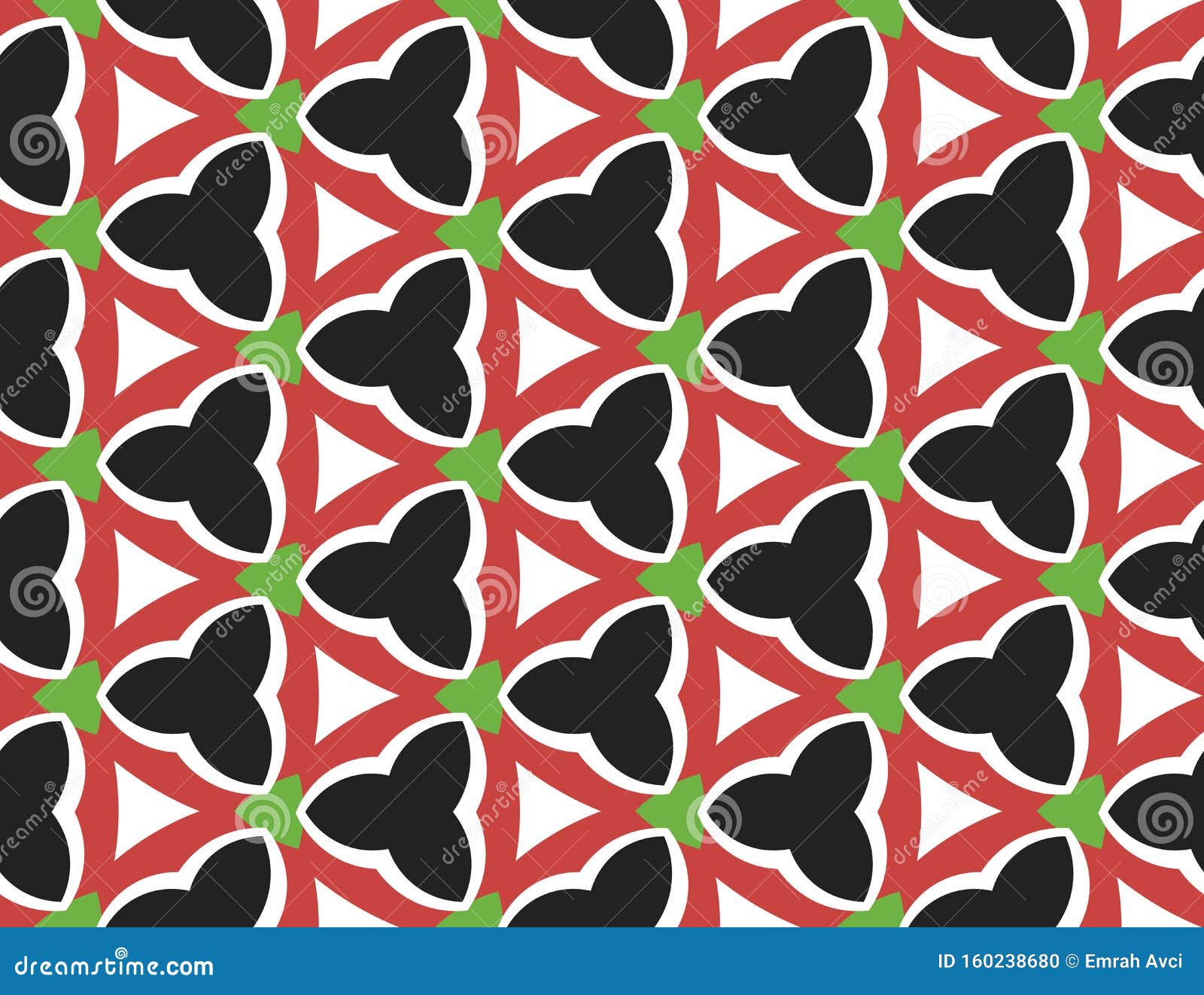 Vector Seamless Geometric Pattern. Shaped in White, Black, Red, Green ...