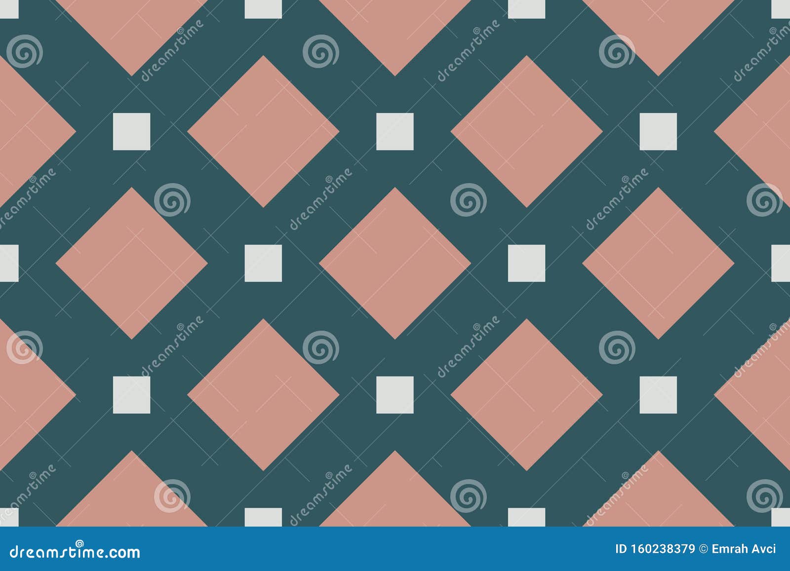 Vector Seamless Geometric Pattern. Shaped White, Brown Squares on Blue ...