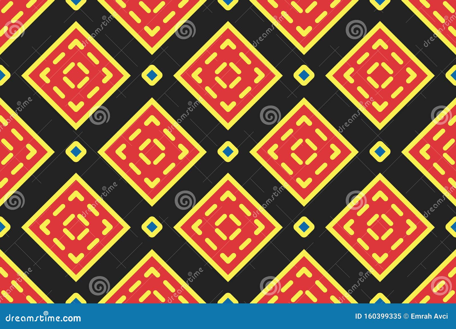 Vector Seamless Geometric Pattern. Shaped Yellow, Red, Blue Squares ...