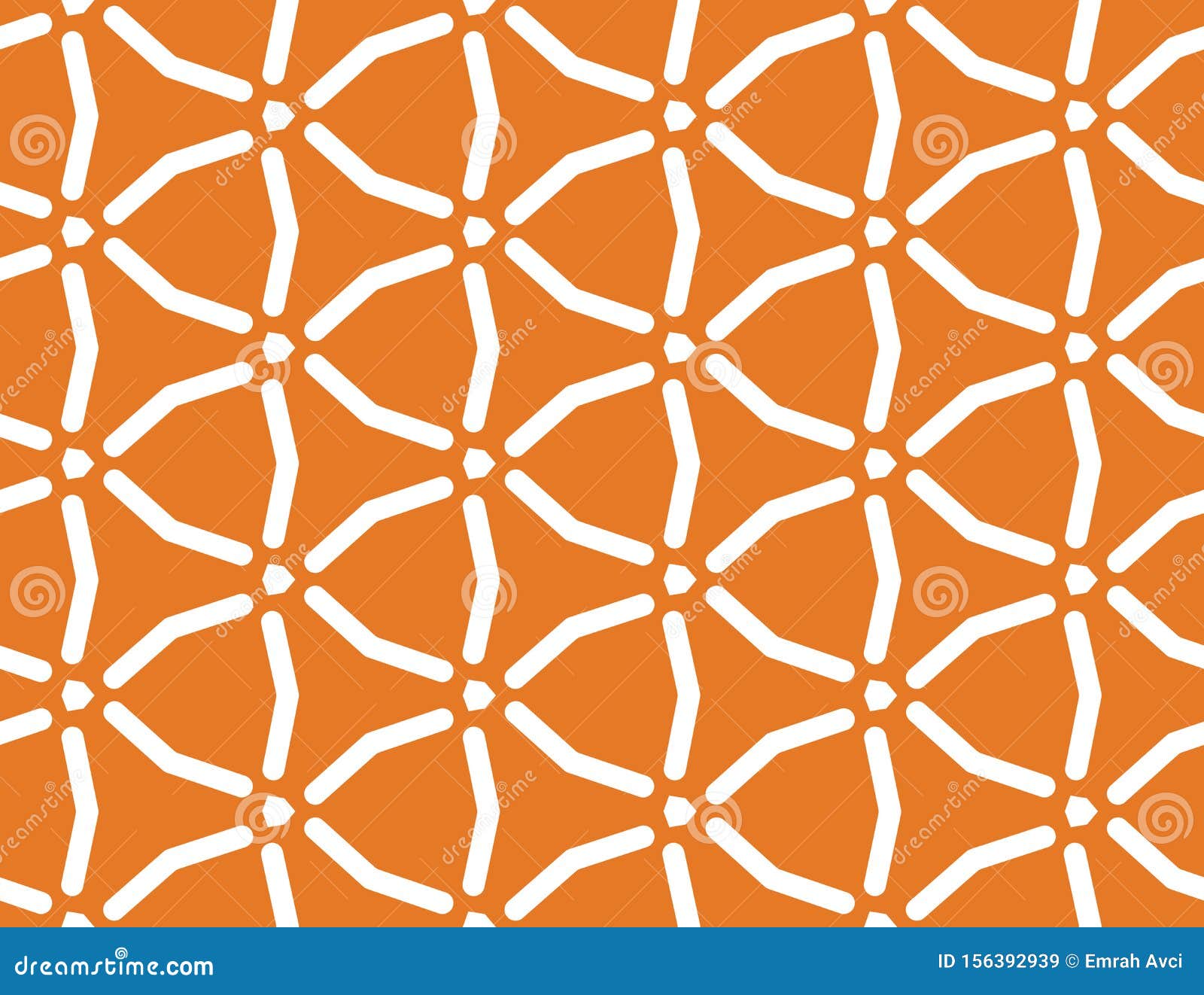 Vector Seamless Geometric Pattern. White Lines, Orange Background Stock ...
