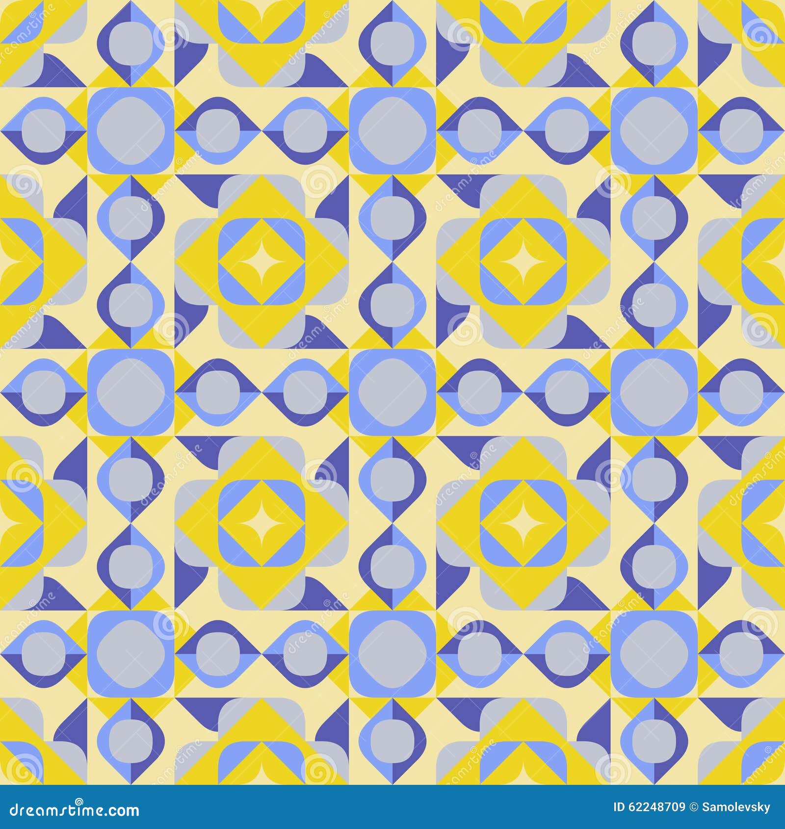 Vector Seamless Geometric Square Triangle Circle Shapes Yellow Blue ...