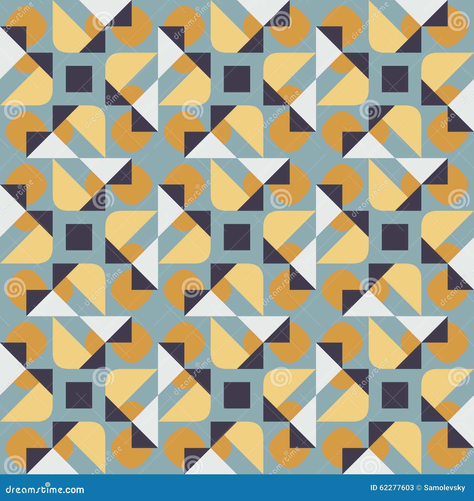 Vector Seamless Geometric Square Triangle Circle Shapes Yellow Blue ...