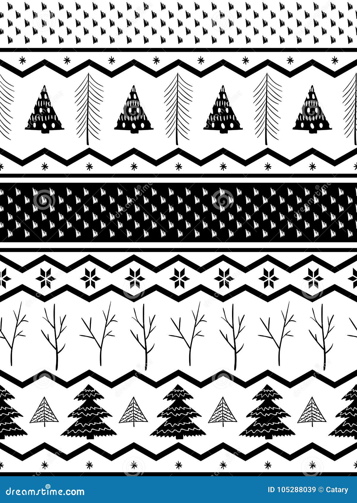 Vector Seamless Geometric Winter Pattern from Doodle Hand Drawn Winter ...