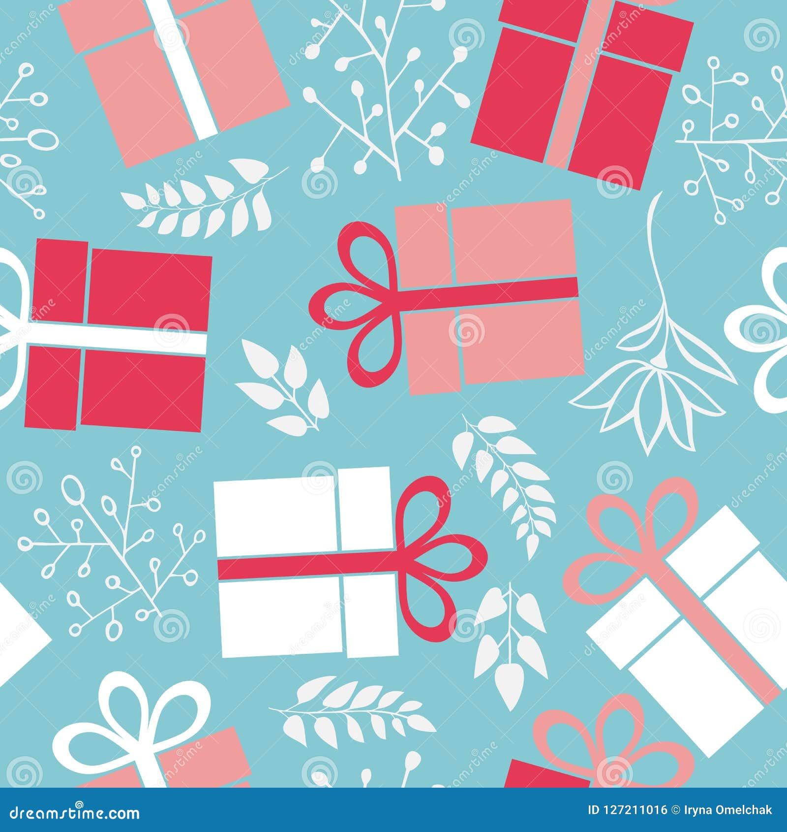 Vector Seamless Gift Pattern on a Blue Background Stock Vector ...