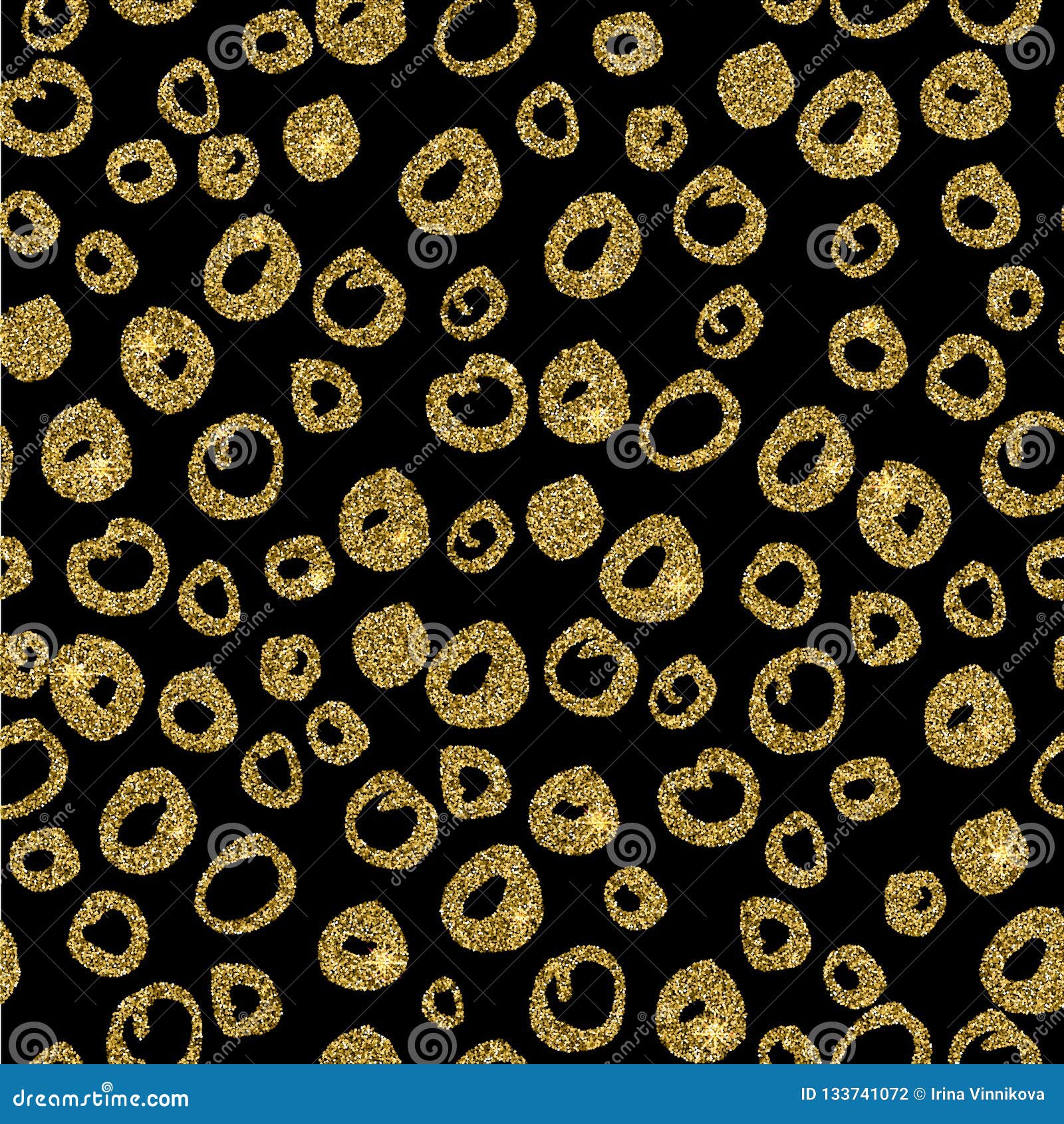 Vector Seamless Gold Circle Pattern. Hand-drawn Design for Invitations ...