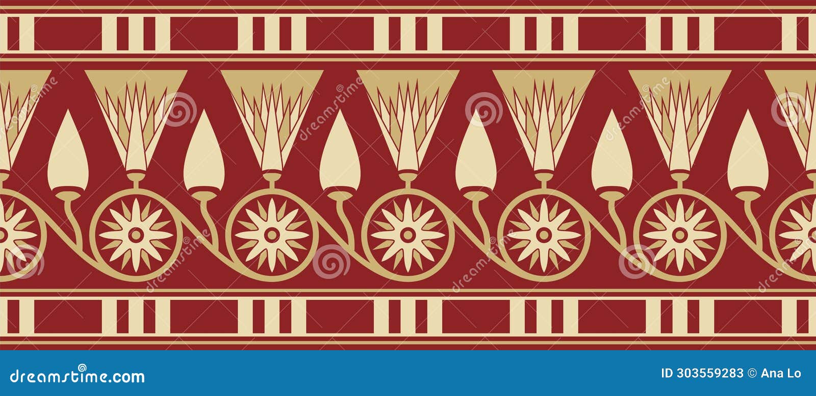 Vector Seamless Gold and Red Egyptian Ornament. Stock Vector ...