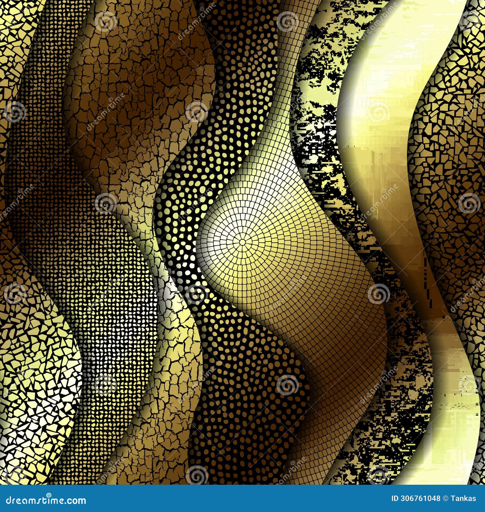 Vector Seamless Gold Tile Mosaic Pattern. Ceramic Tiles Background ...