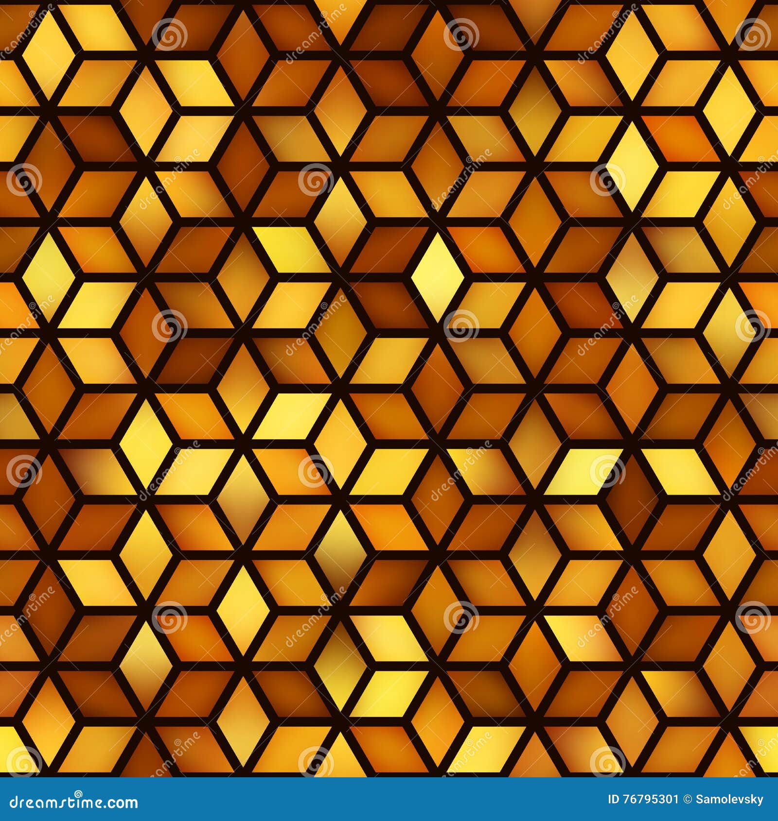 Vector Seamless Golden Shades Gradient Cube Shape Rhombus Grid ...