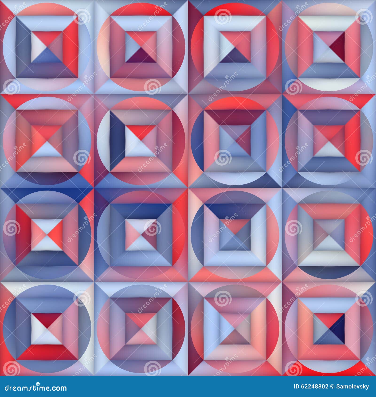 Vector Seamless Gradient Mesh Square Circle Blocks Geometric Pavement ...