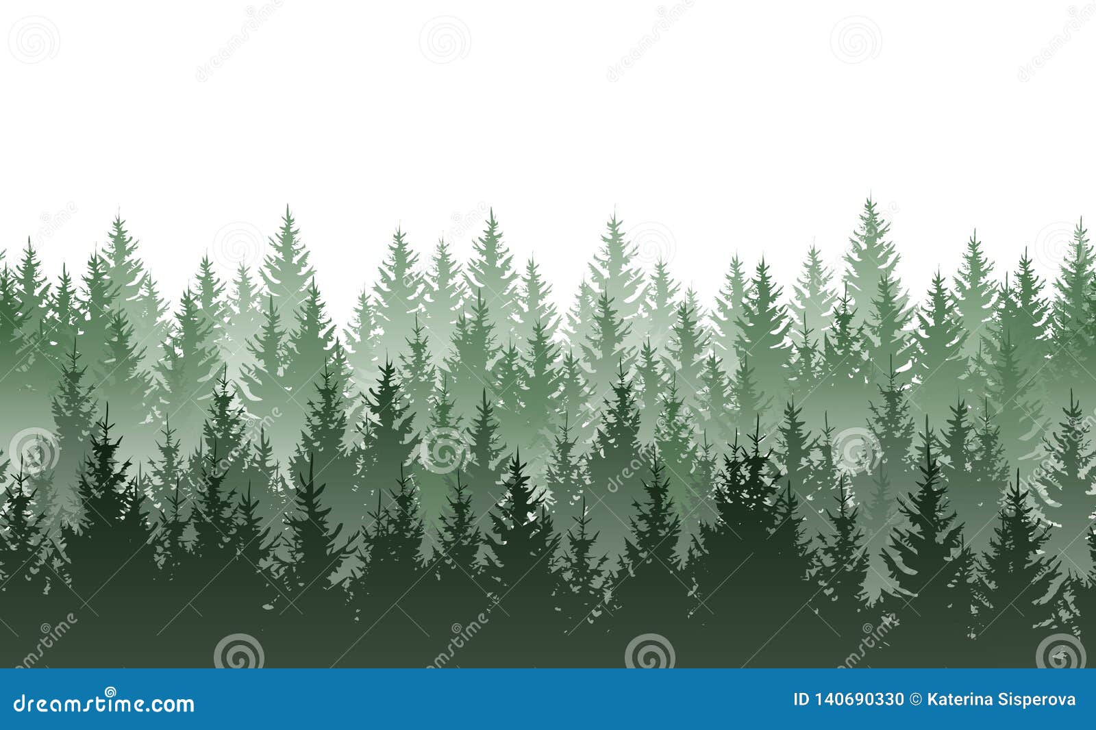 Seamless Coniferous Forest Border Vector Illustration | CartoonDealer ...