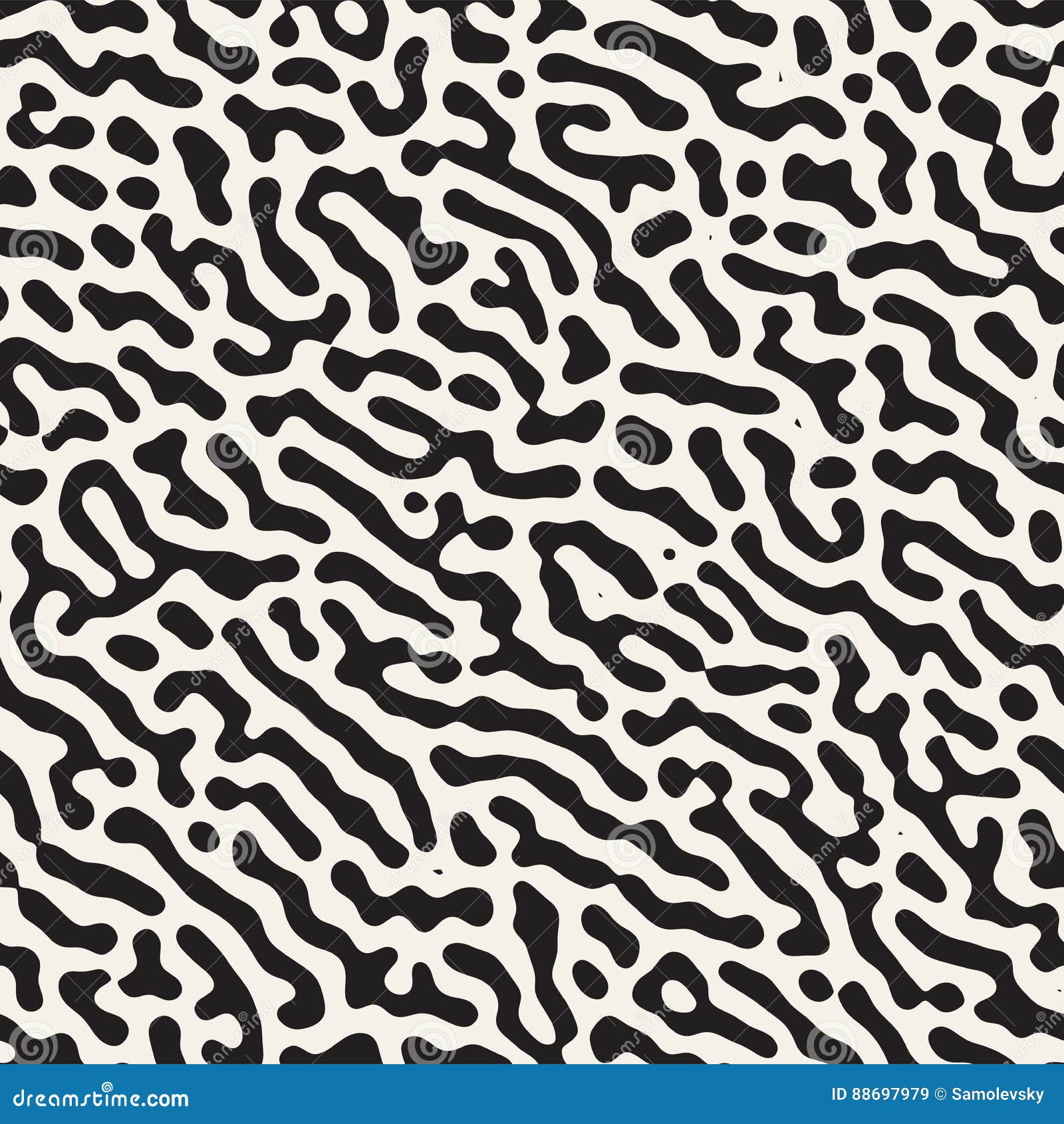 Vector Seamless Grunge Pattern. Black and White Organic Shapes. Messy ...