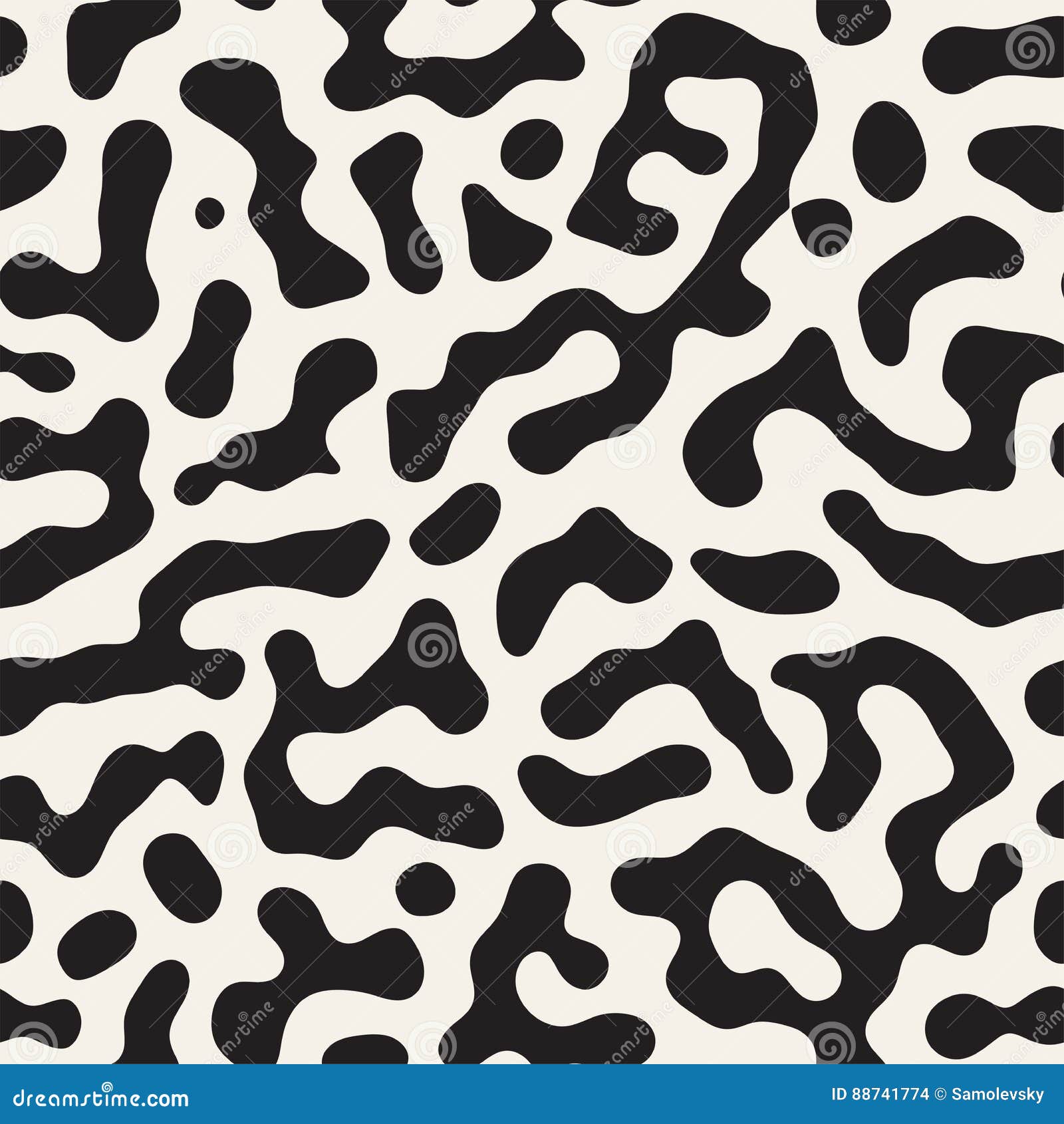 Vector Seamless Grunge Pattern. Black and White Organic Shapes. Messy ...