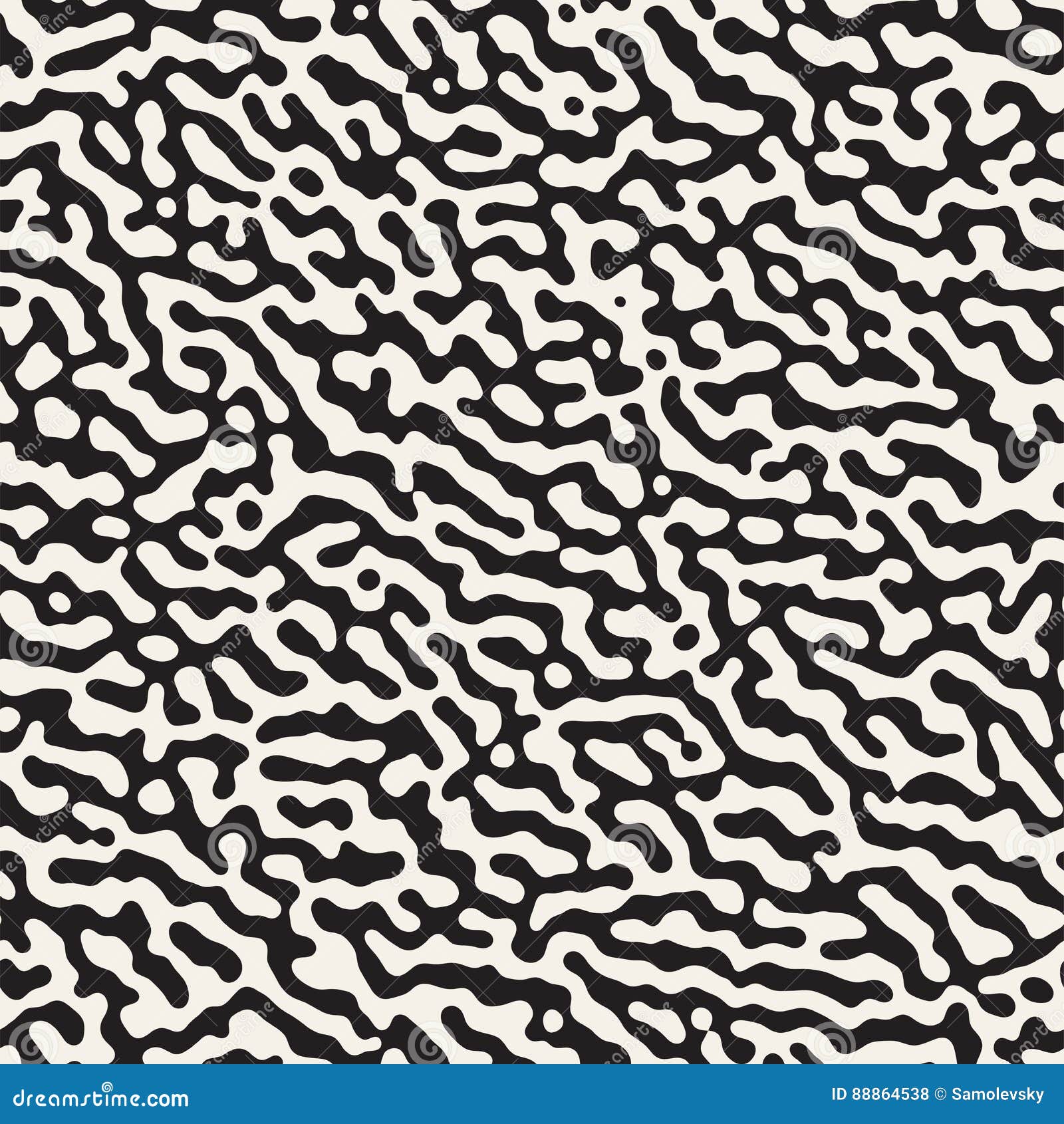 Vector Seamless Grunge Pattern. Black and White Organic Shapes. Messy ...