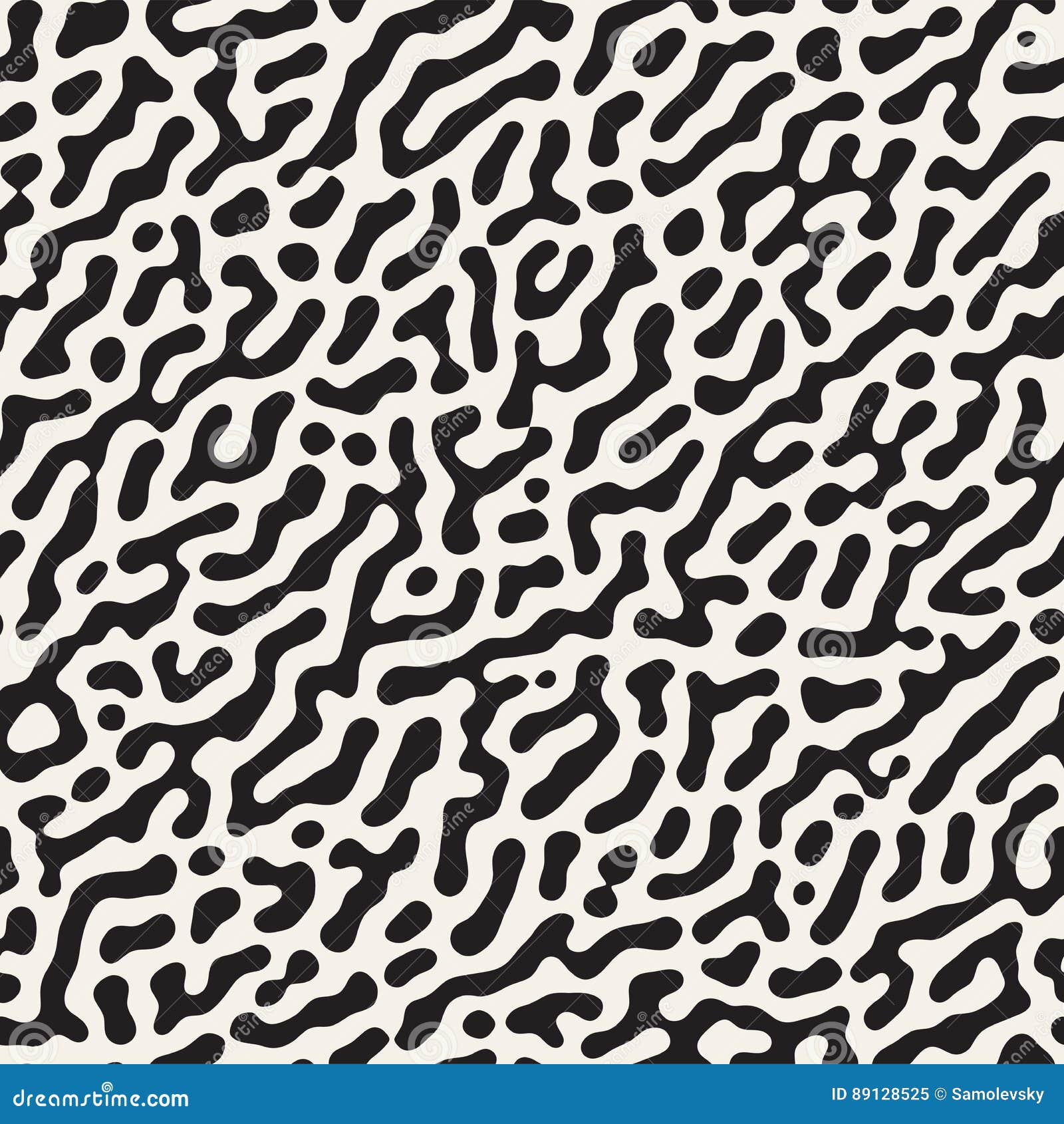 Vector Seamless Grunge Pattern. Black and White Organic Shapes. Messy ...