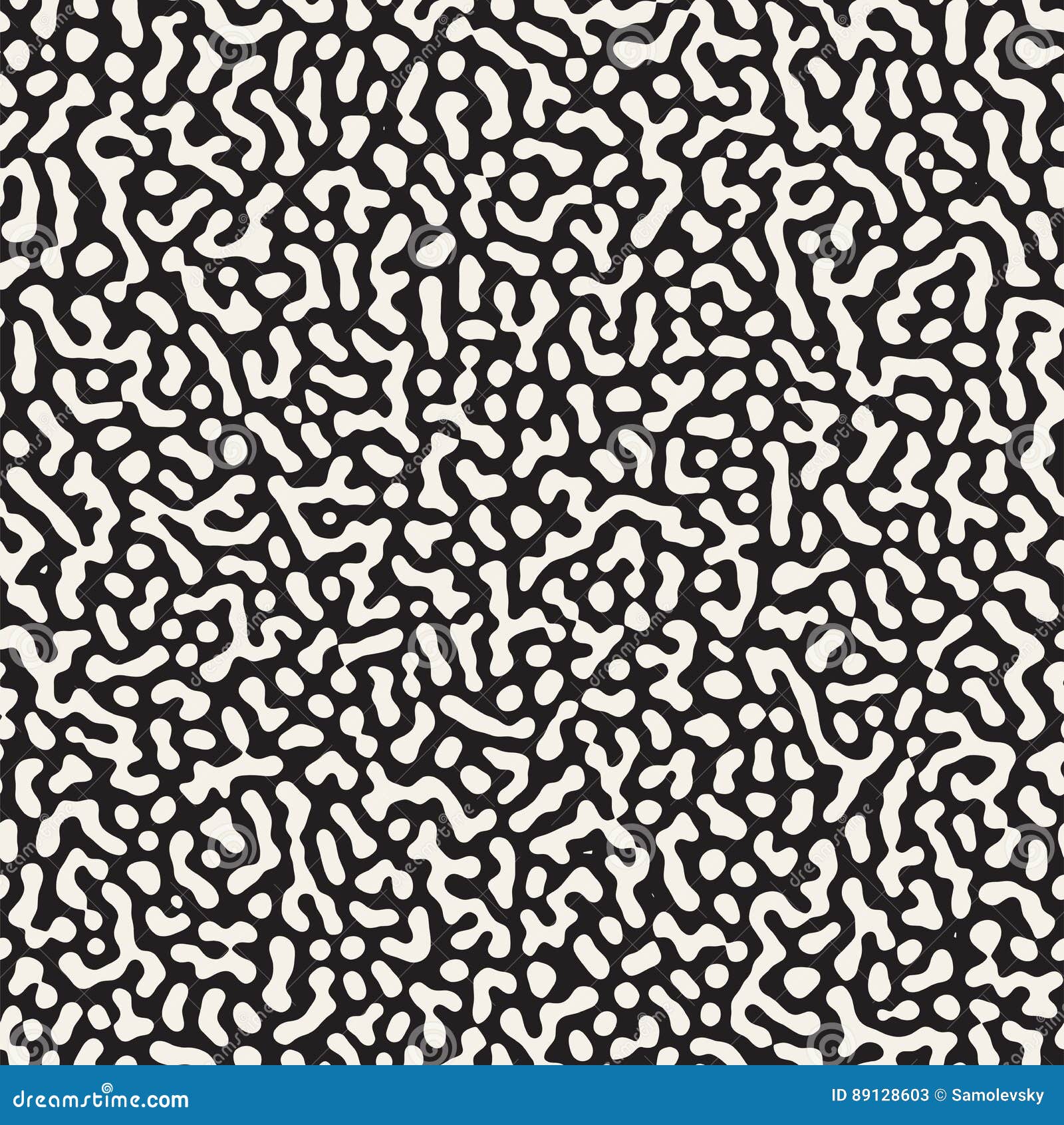 Vector Seamless Grunge Pattern. Black and White Organic Shapes. Messy ...