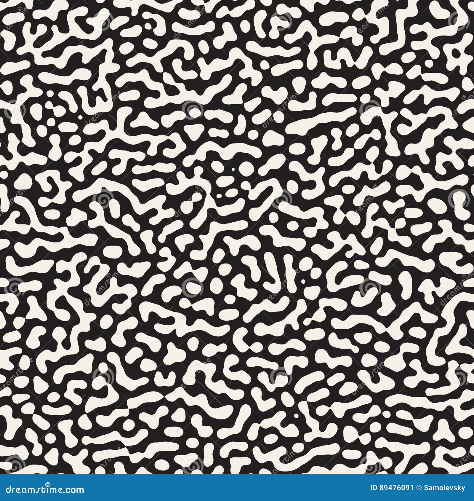 Vector Seamless Grunge Pattern. Black and White Organic Shapes. Messy ...