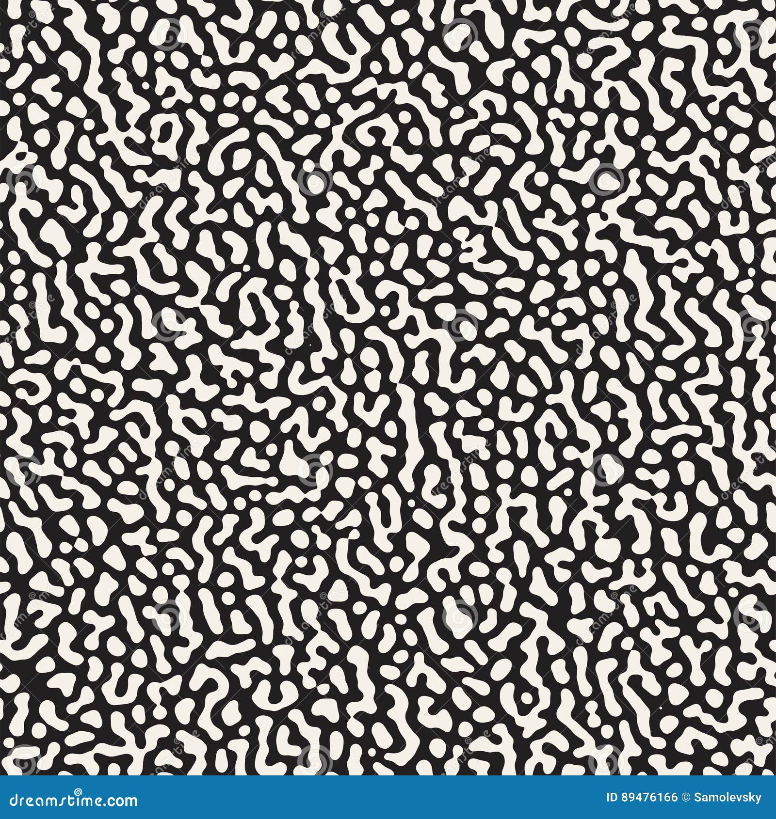 Vector Seamless Grunge Pattern. Black and White Organic Shapes. Messy ...