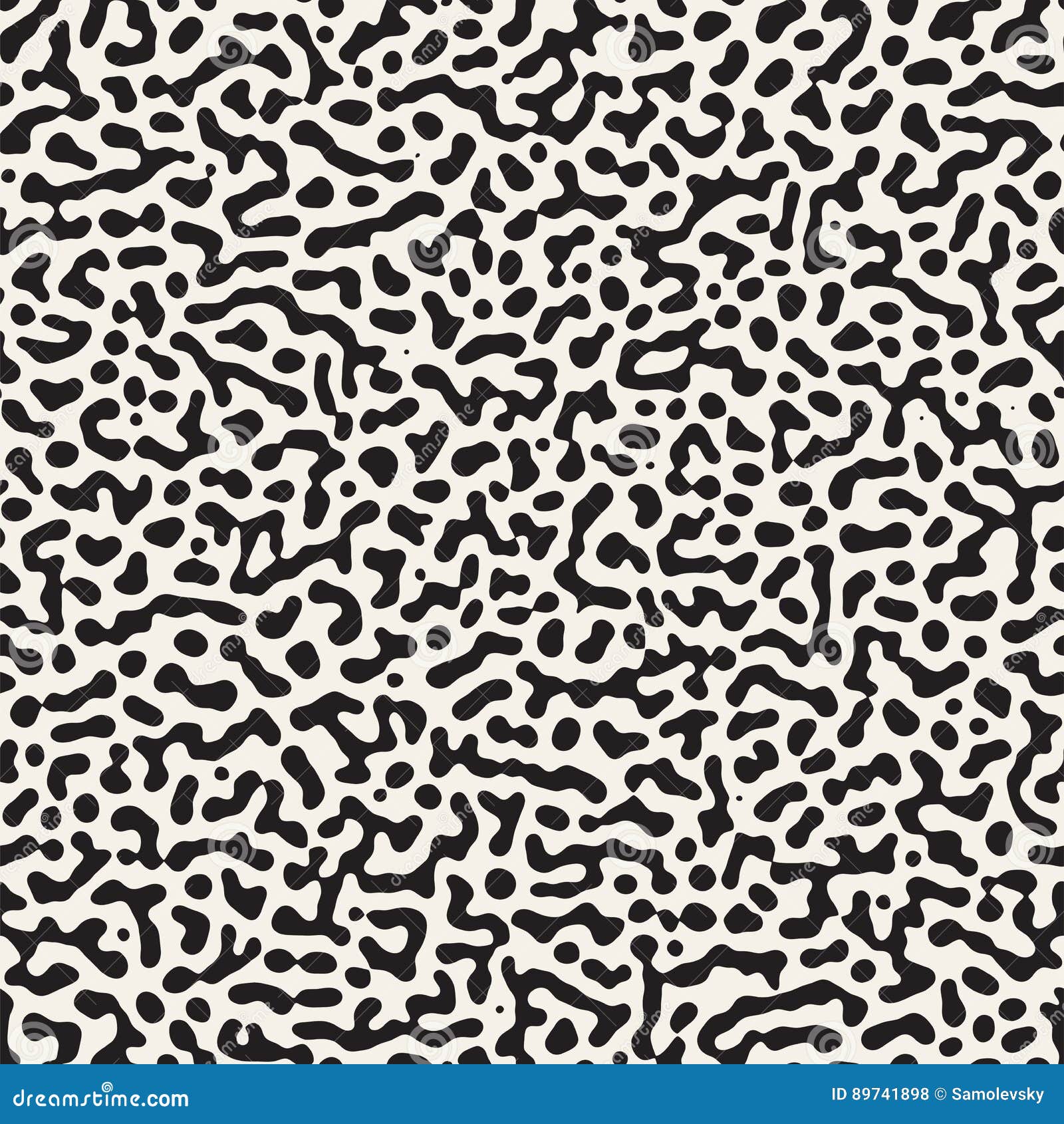 Vector Seamless Grunge Pattern. Black and White Organic Shapes. Messy ...