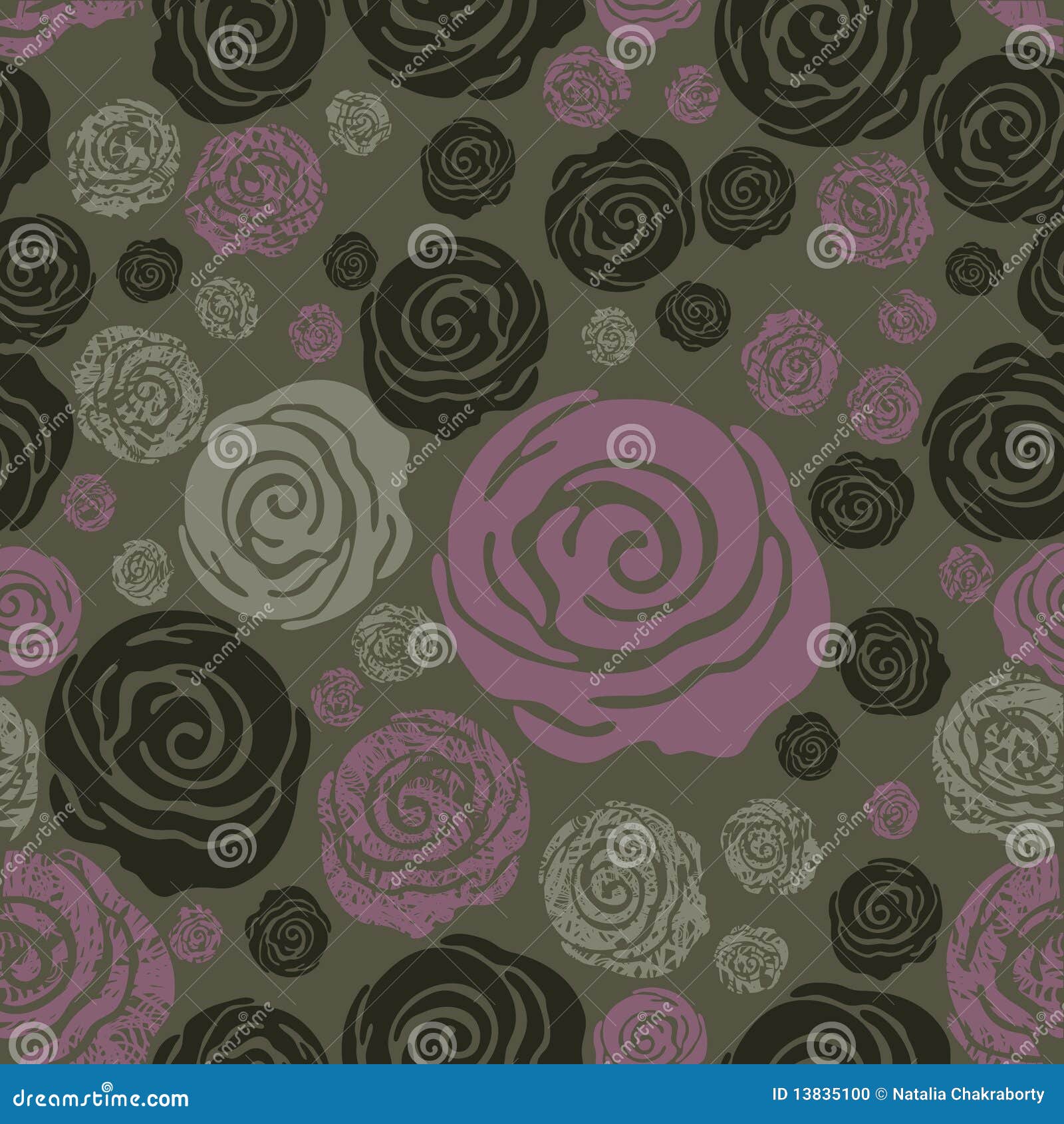 Vector Seamless Grunge Rose Pattern Stock Vector - Illustration of ...