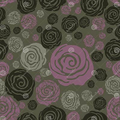 Vector Seamless Grunge Rose Pattern Stock Vector - Illustration of ...