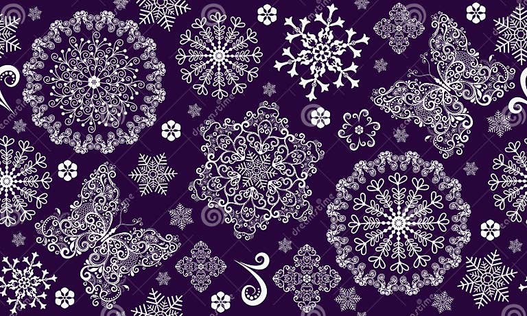 Vector Seamless Hand Drawn Bicolour Christmas Dark Purple Pattern Stock Vector - Illustration of ...