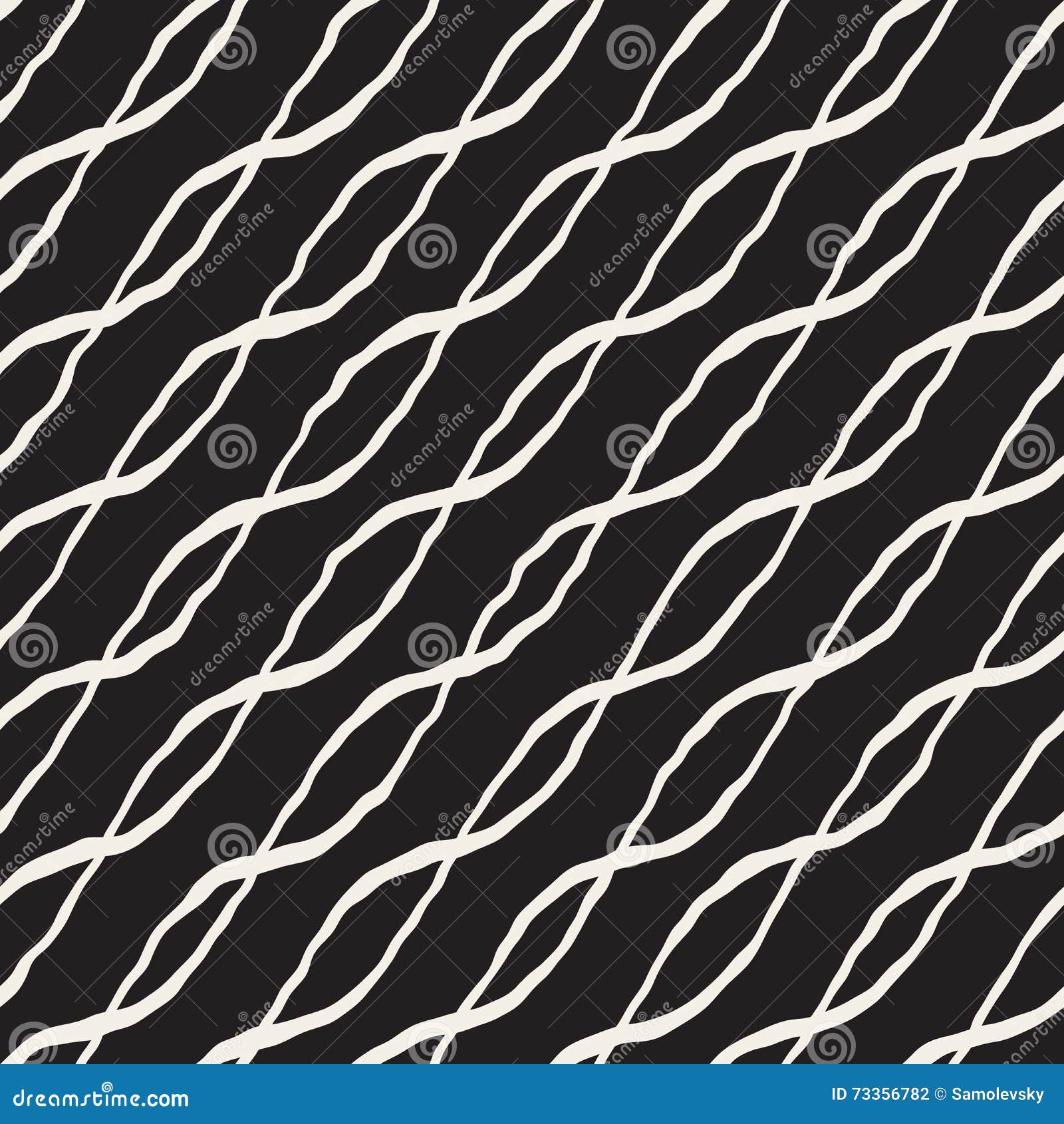 Vector Seamless Hand Drawn Diagonal Wavy Lines Pattern Stock Illustration - Illustration of ...