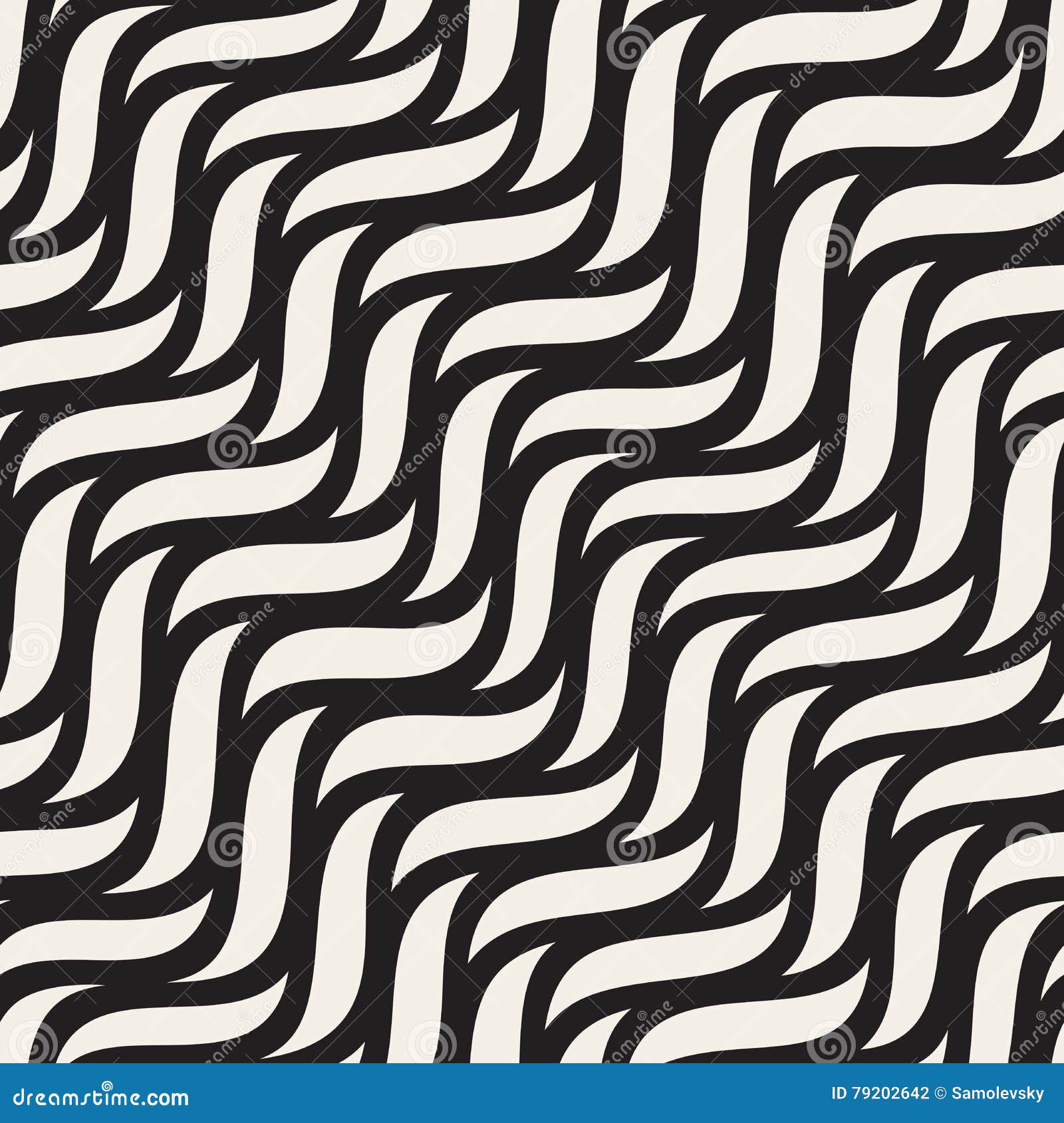 Vector Seamless Hand Drawn Diagonal Wavy Shapes Pattern Stock Vector ...