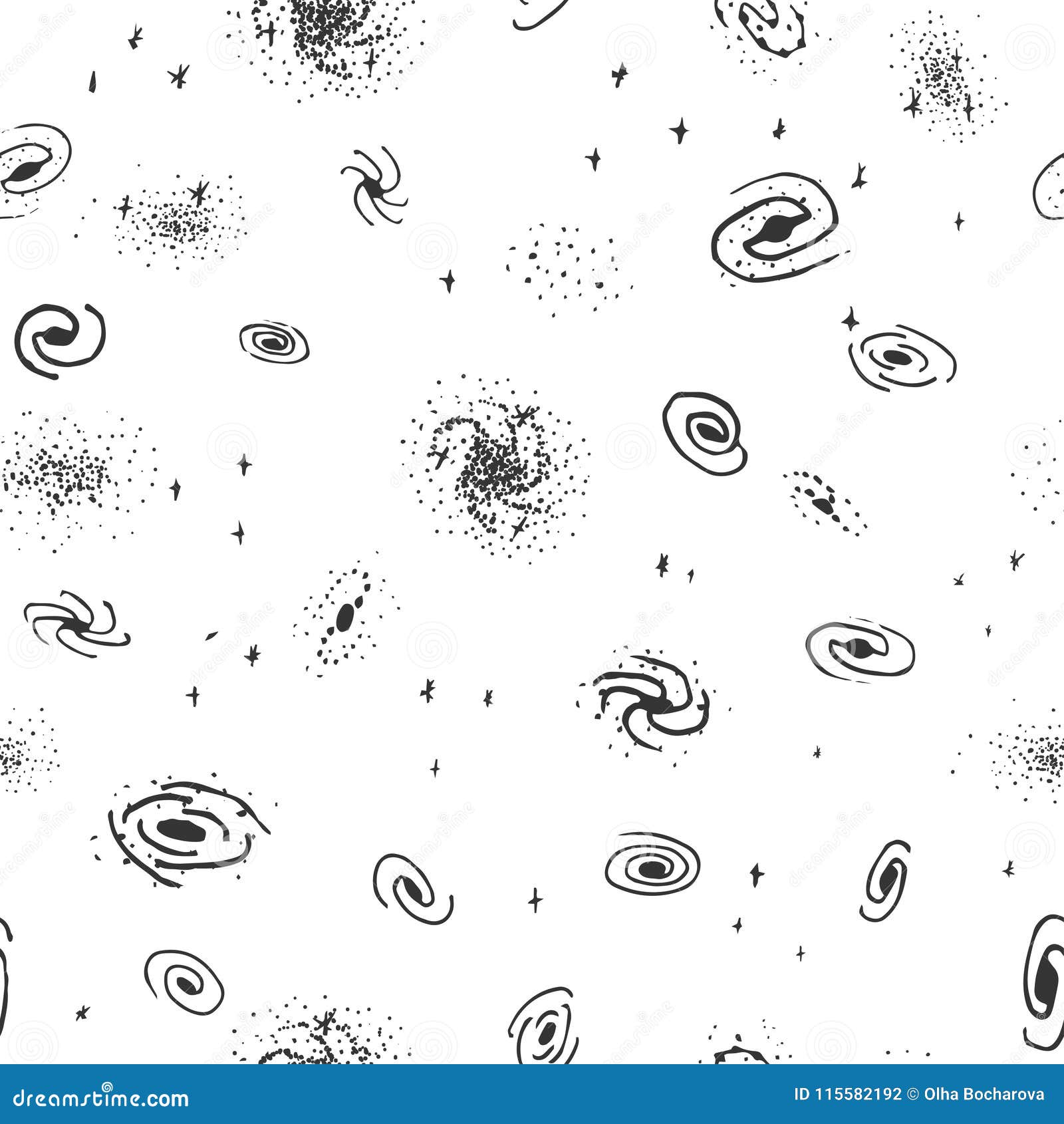 Vector Seamless Hand Drawn Galaxy Background from Galaxy Stock Vector ...