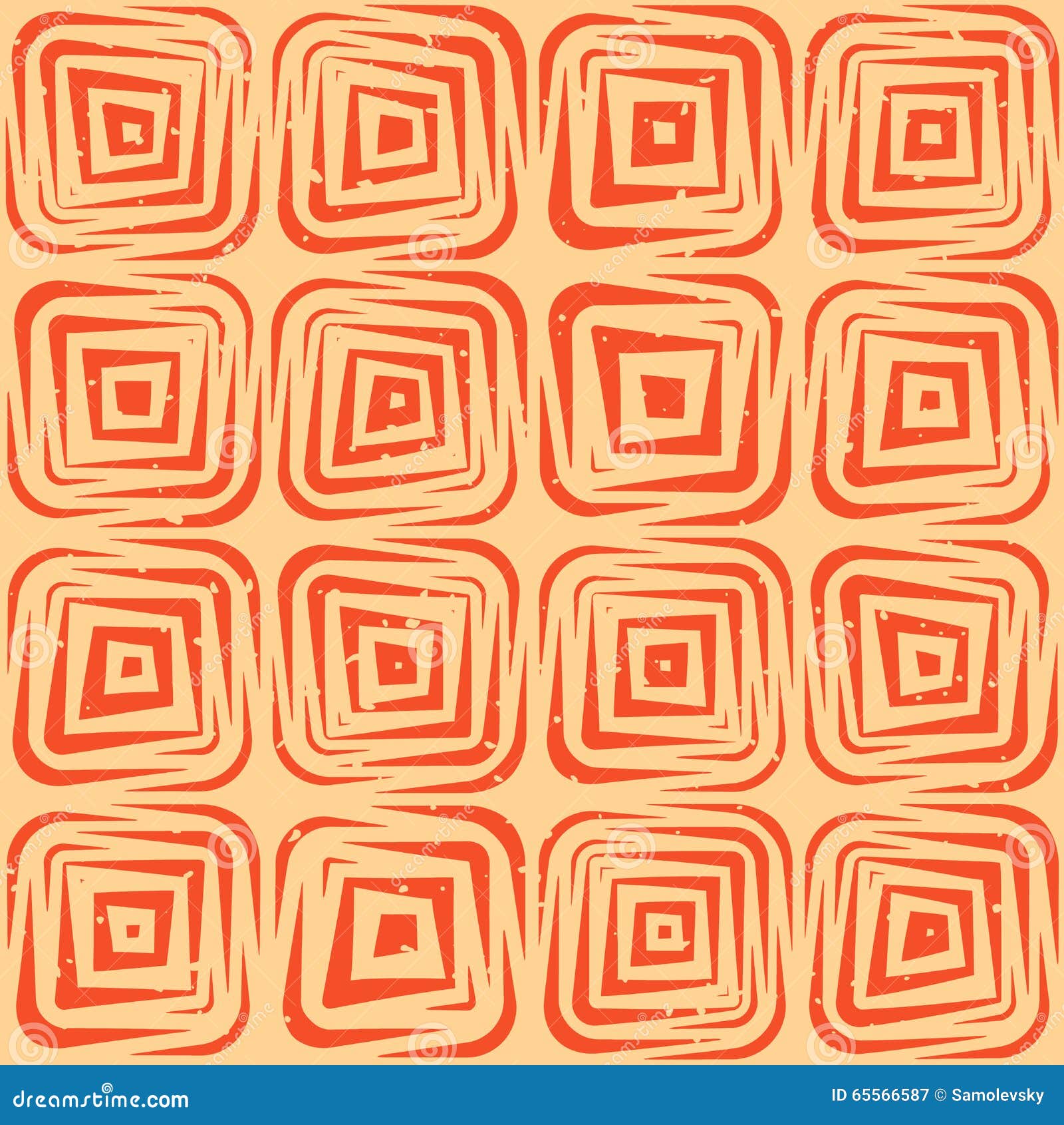 Vector Seamless Hand Drawn Geometric Lines Rounded Square Tiles Retro ...