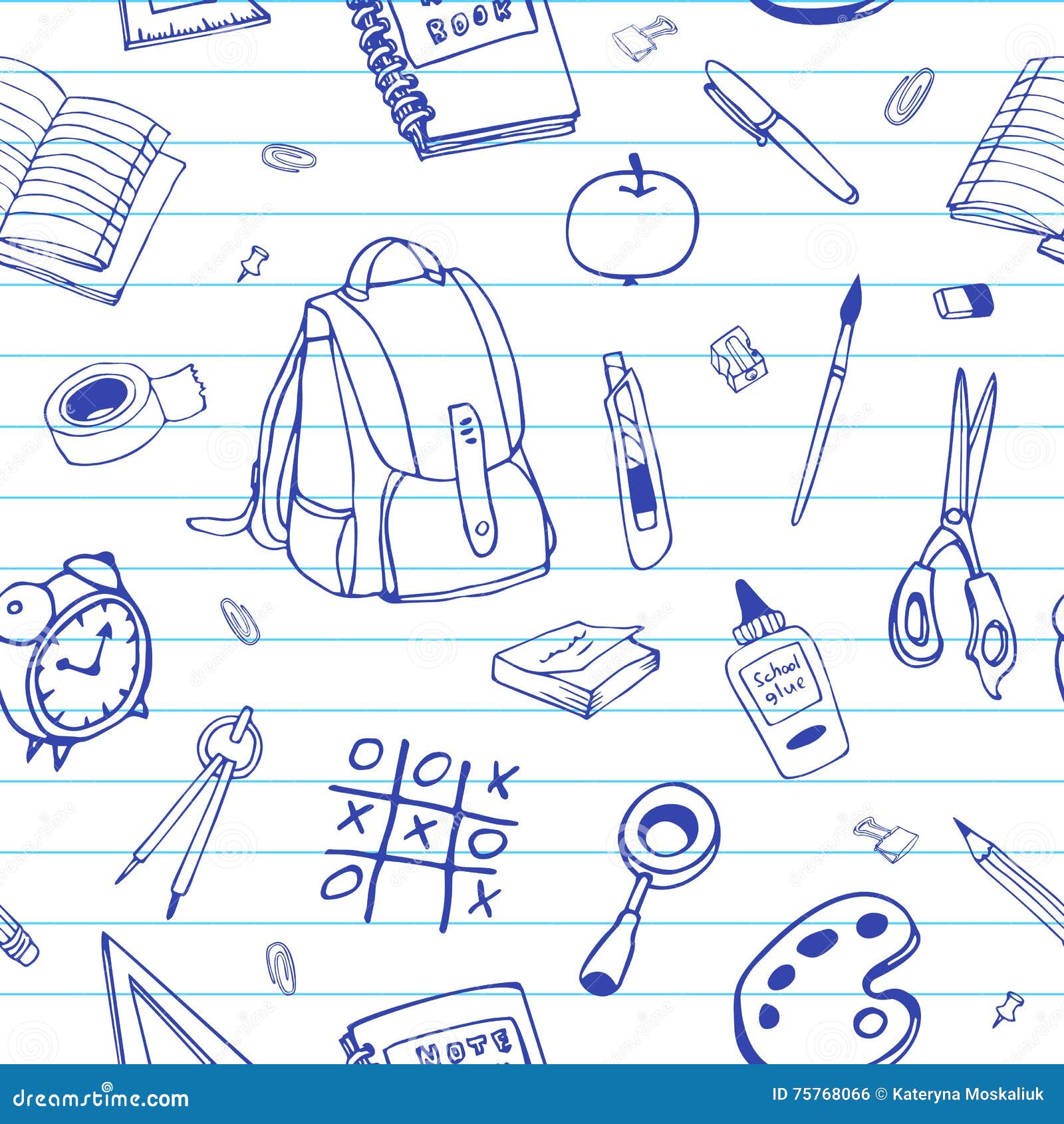 Ruled Paper Pattern. Blue And Red. Printable. Vector Illustration, Flat ...