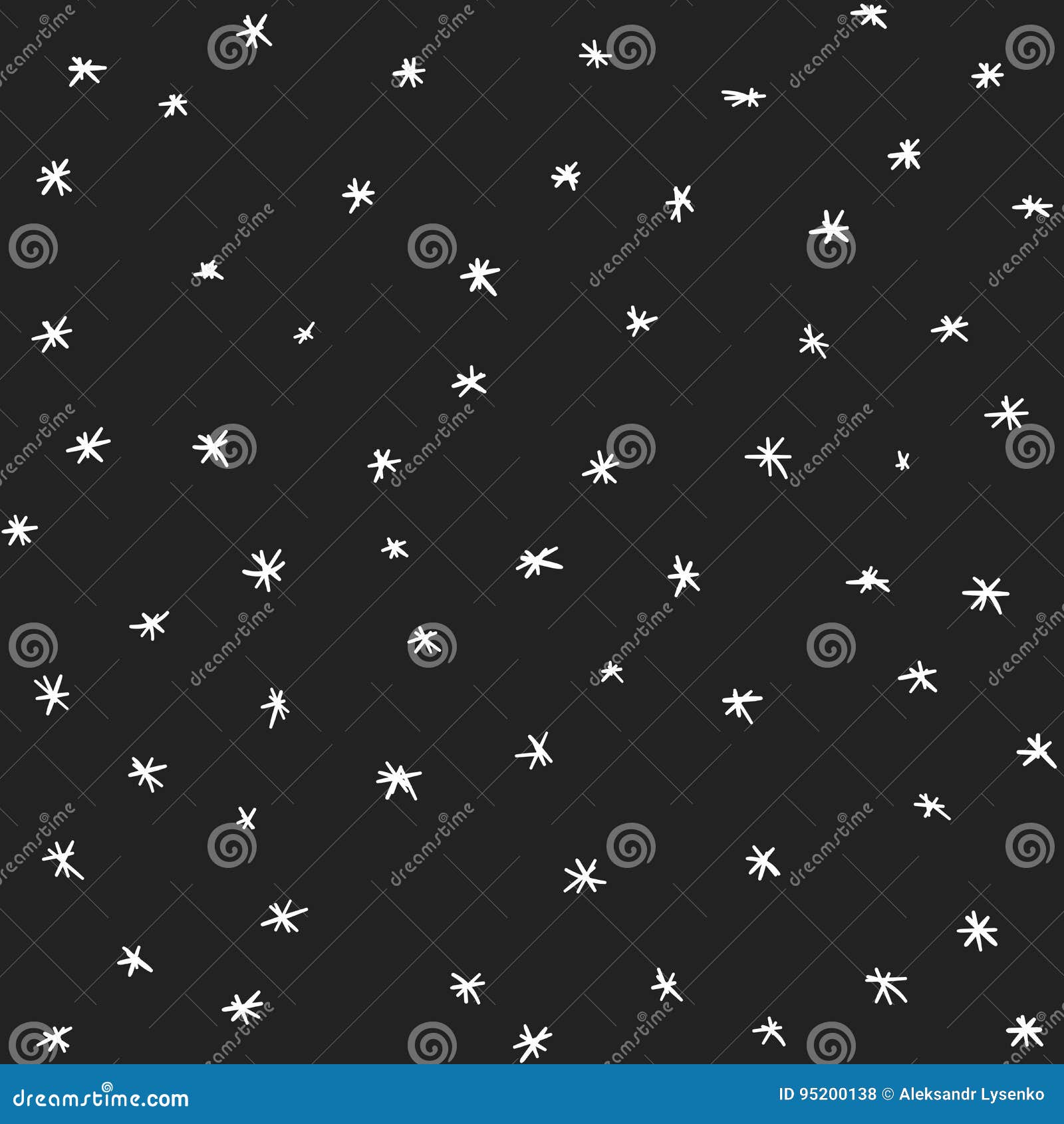 Vector Seamless Hand Drawn Stars and Snow Pattern. Snowfall Vector ...