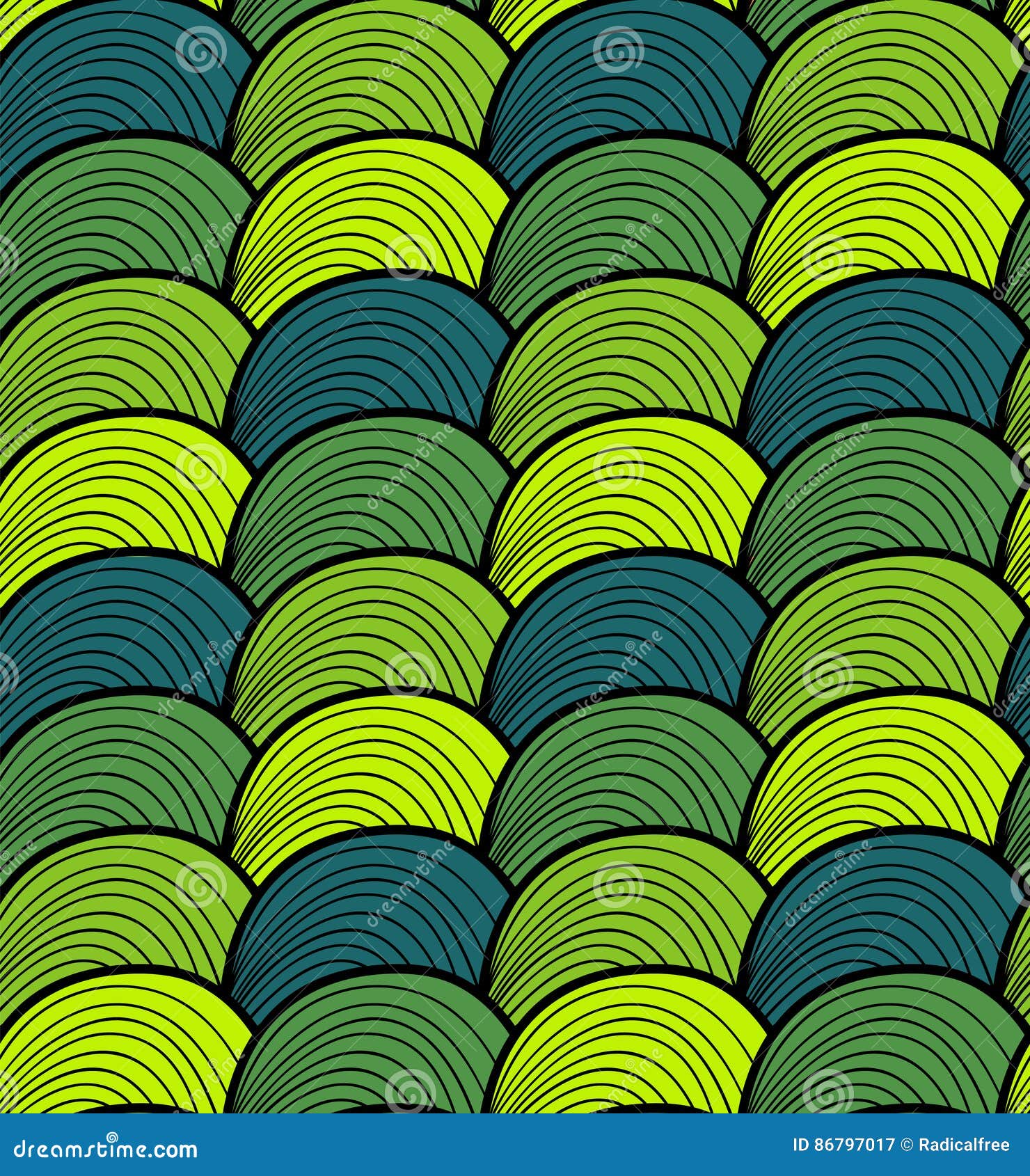 Vector Seamless Hand Drawn Wave Pattern. Colorful Endless Thread ...