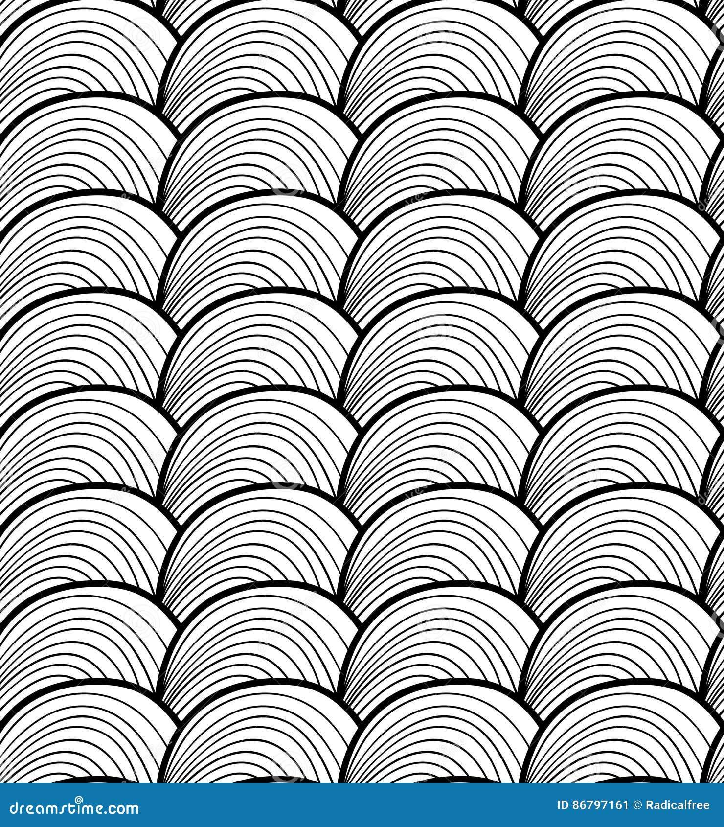 Vector Seamless Hand Drawn Wave Pattern. Endless Thread Background ...